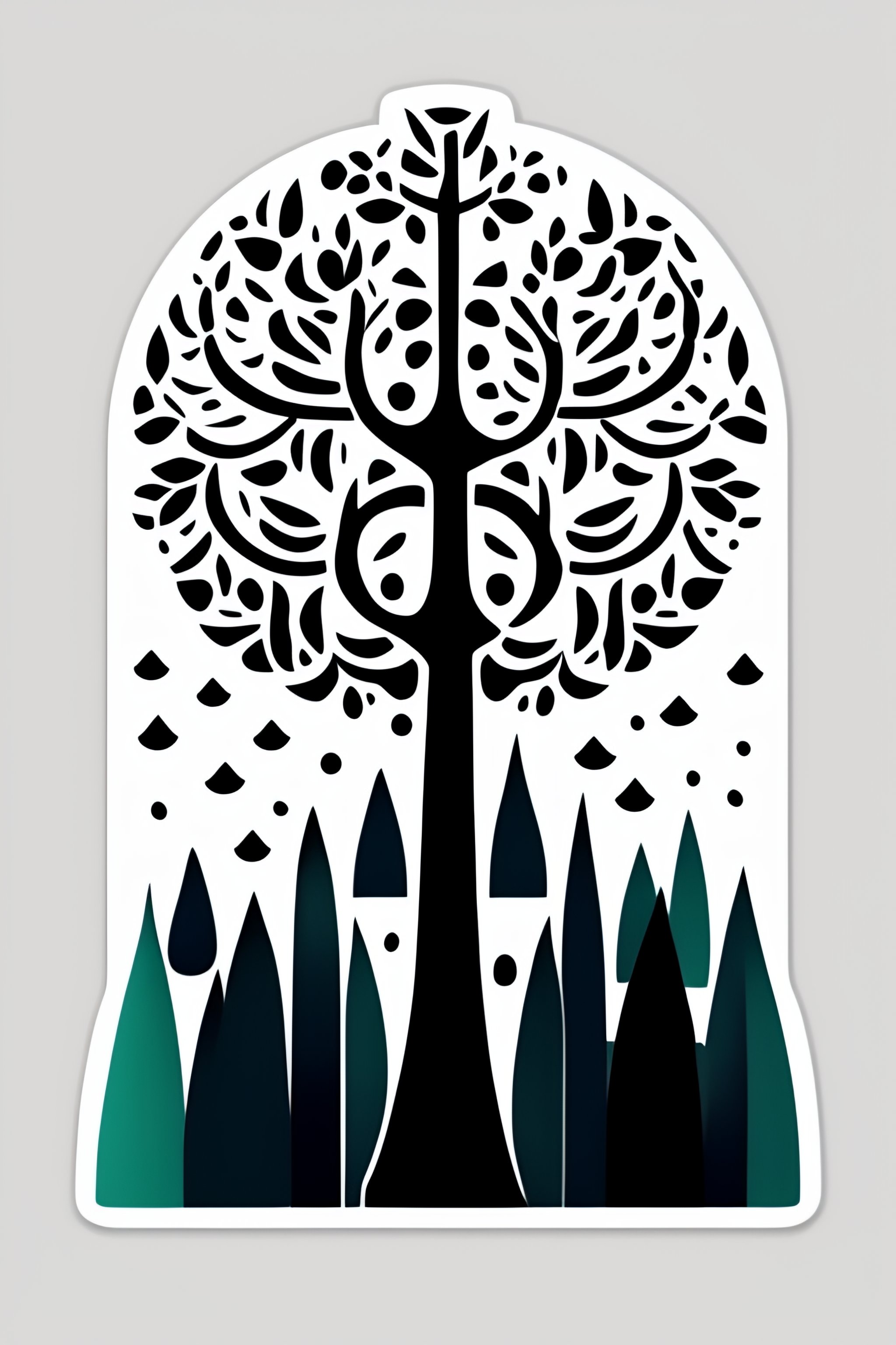 Lexica - Doodle Scandinavian winter tree, sticker - art, svg vector ...