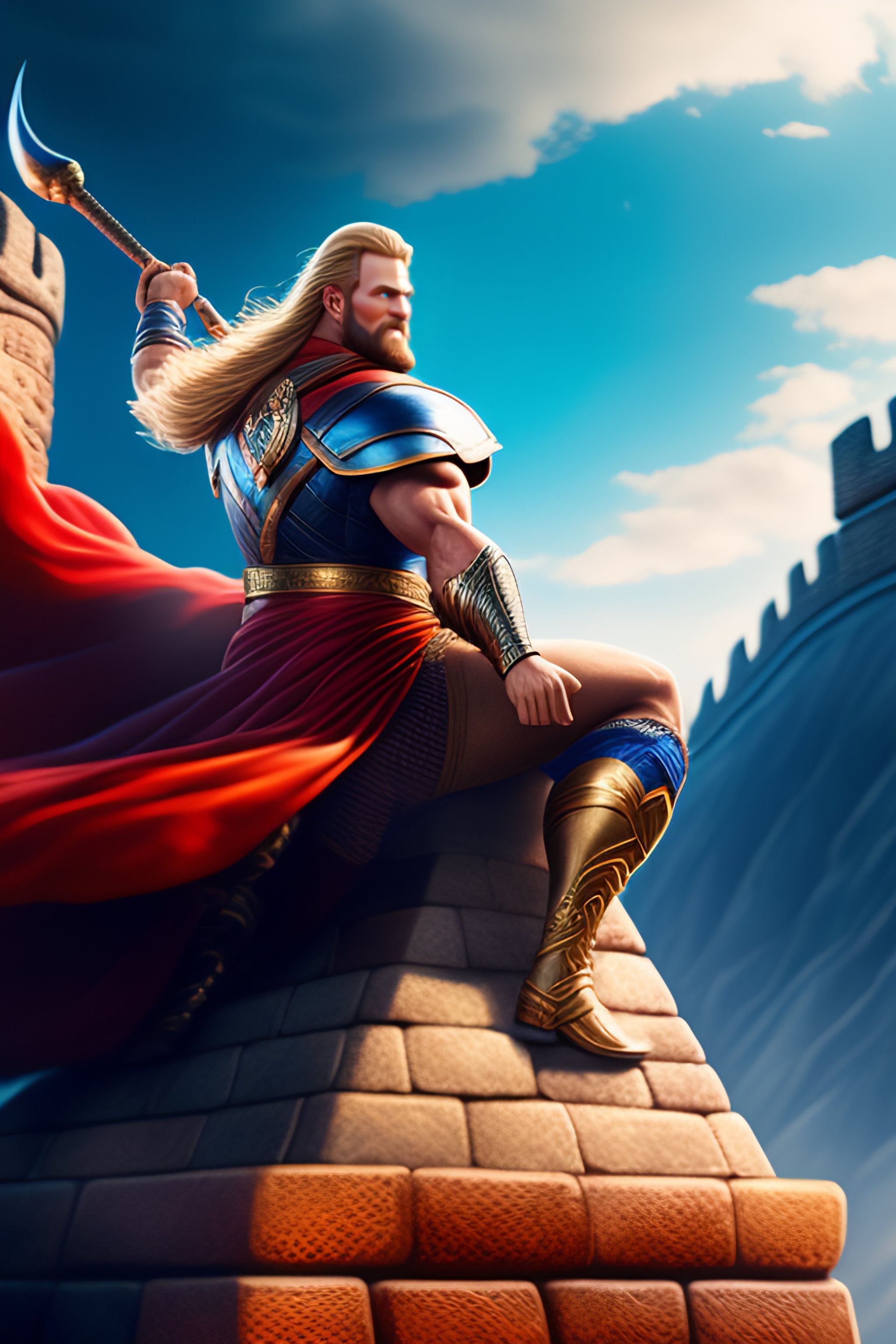 Lexica - An action scene of thor sitting on a magic carpet, on the ...