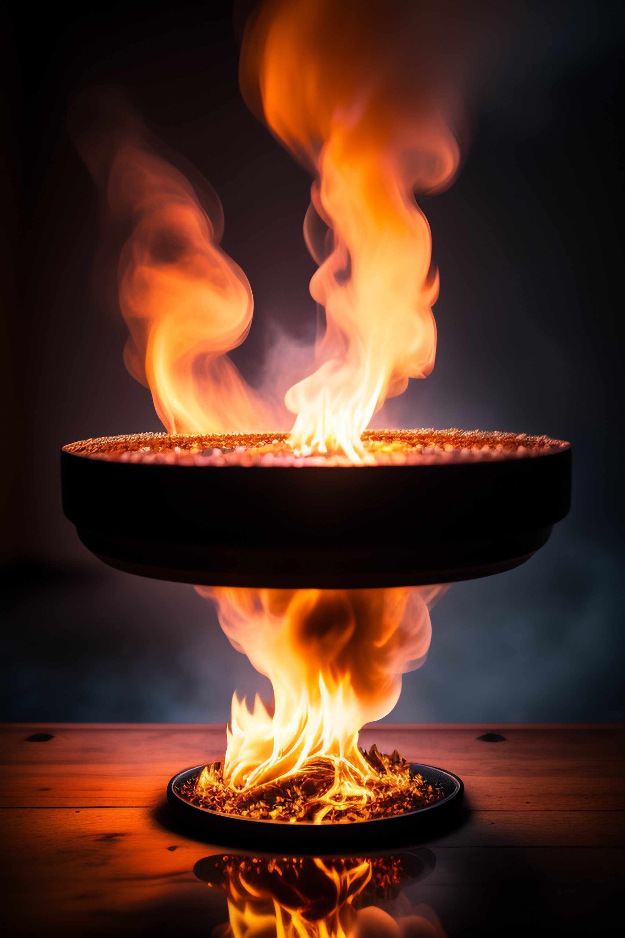 Lexica - Photo of a table on fire