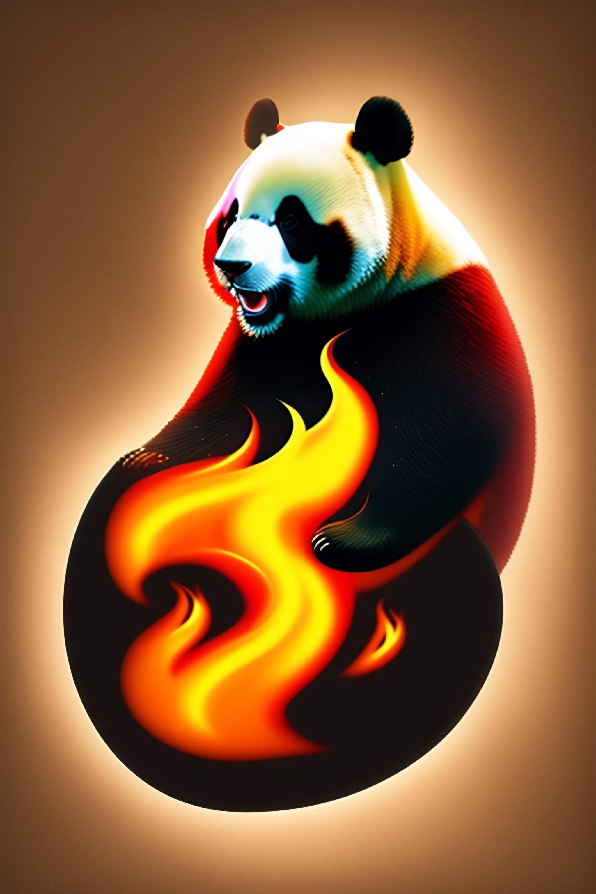 Lexica - Angry panda fire cloud logo