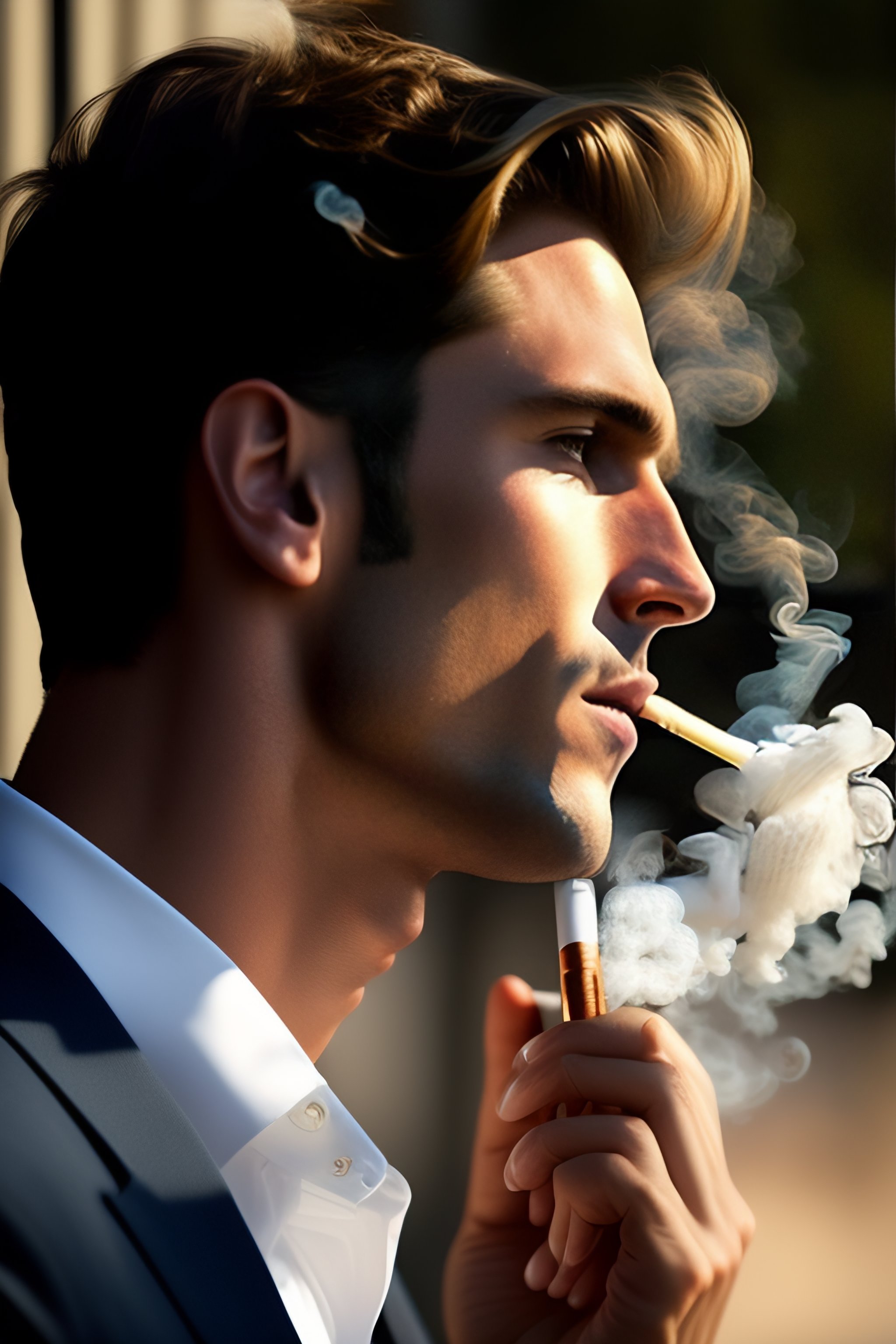 Lexica - A beautiful white man smoking a cigarette