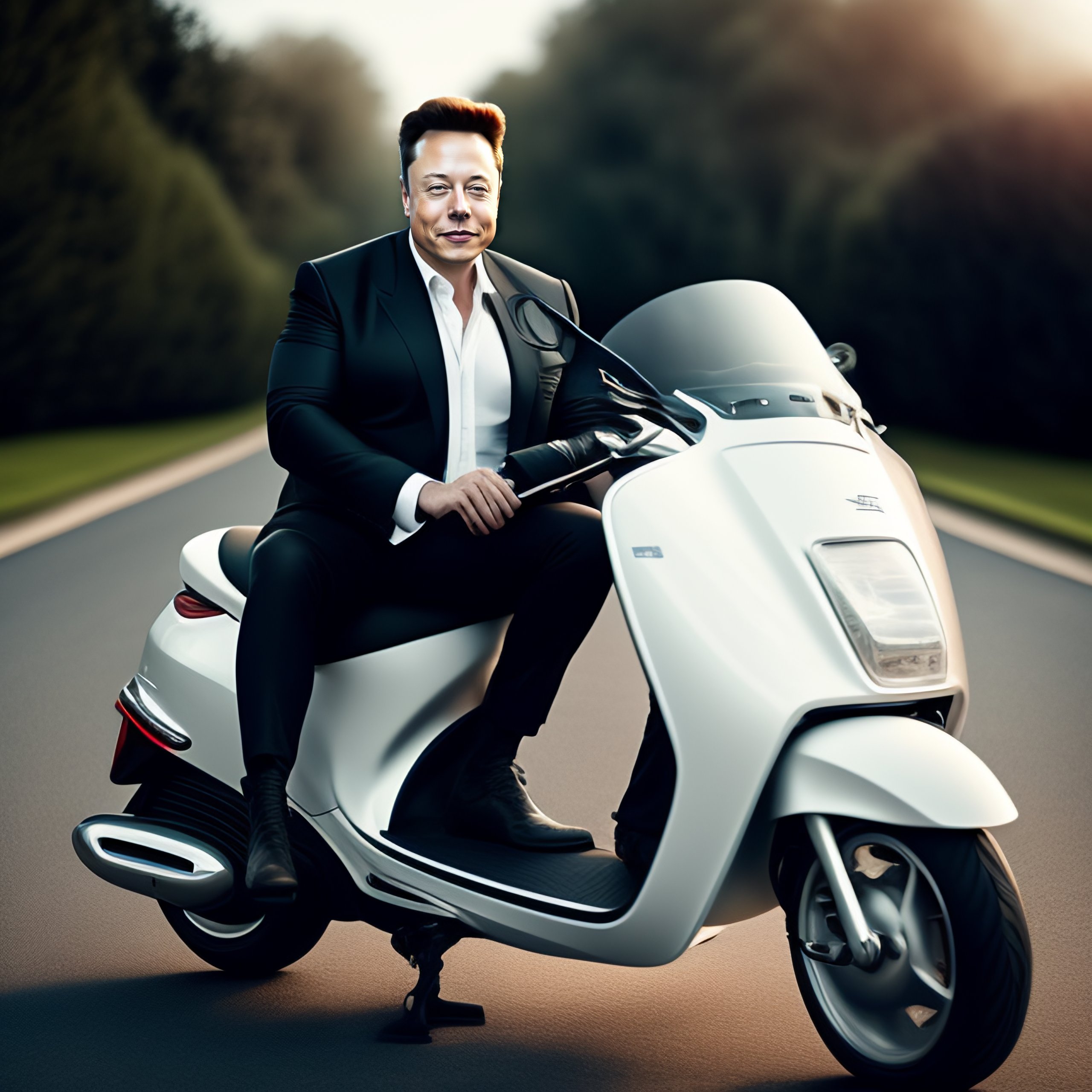 Lexica - Elon Musk sitting on scooter