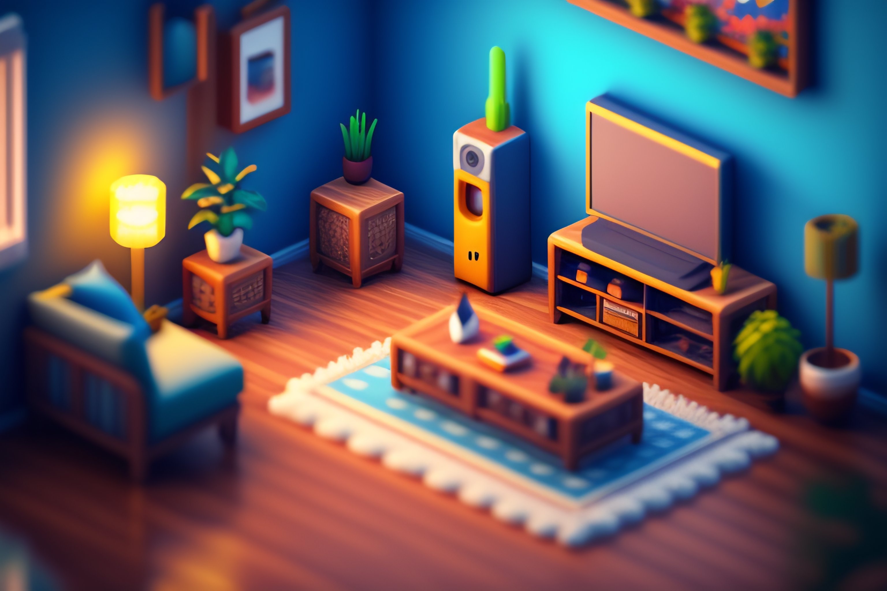 Lexica - Detailed isometric living room, pixel art, unreal engine voxel ...