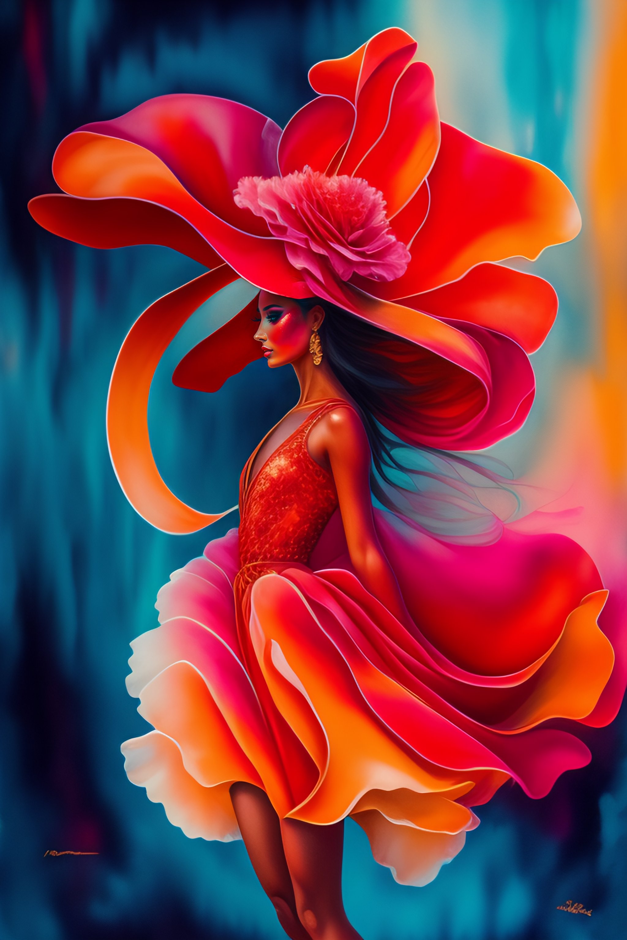Lexica - Watercolor style, beautiful Spanish flamingo dancer wearing a ...