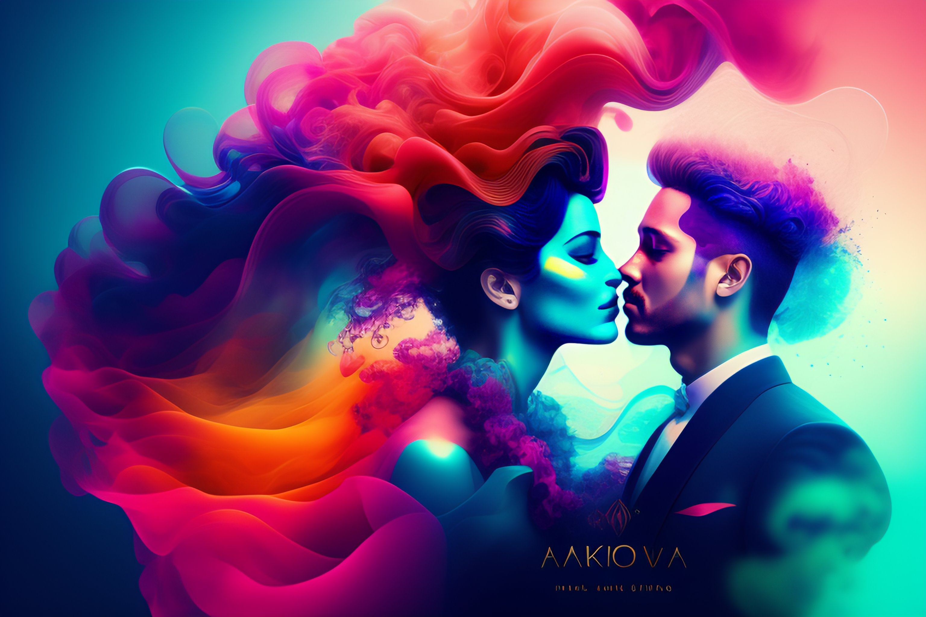 Lexica - Abstract colorful underwater ink art of a man and woman in ...