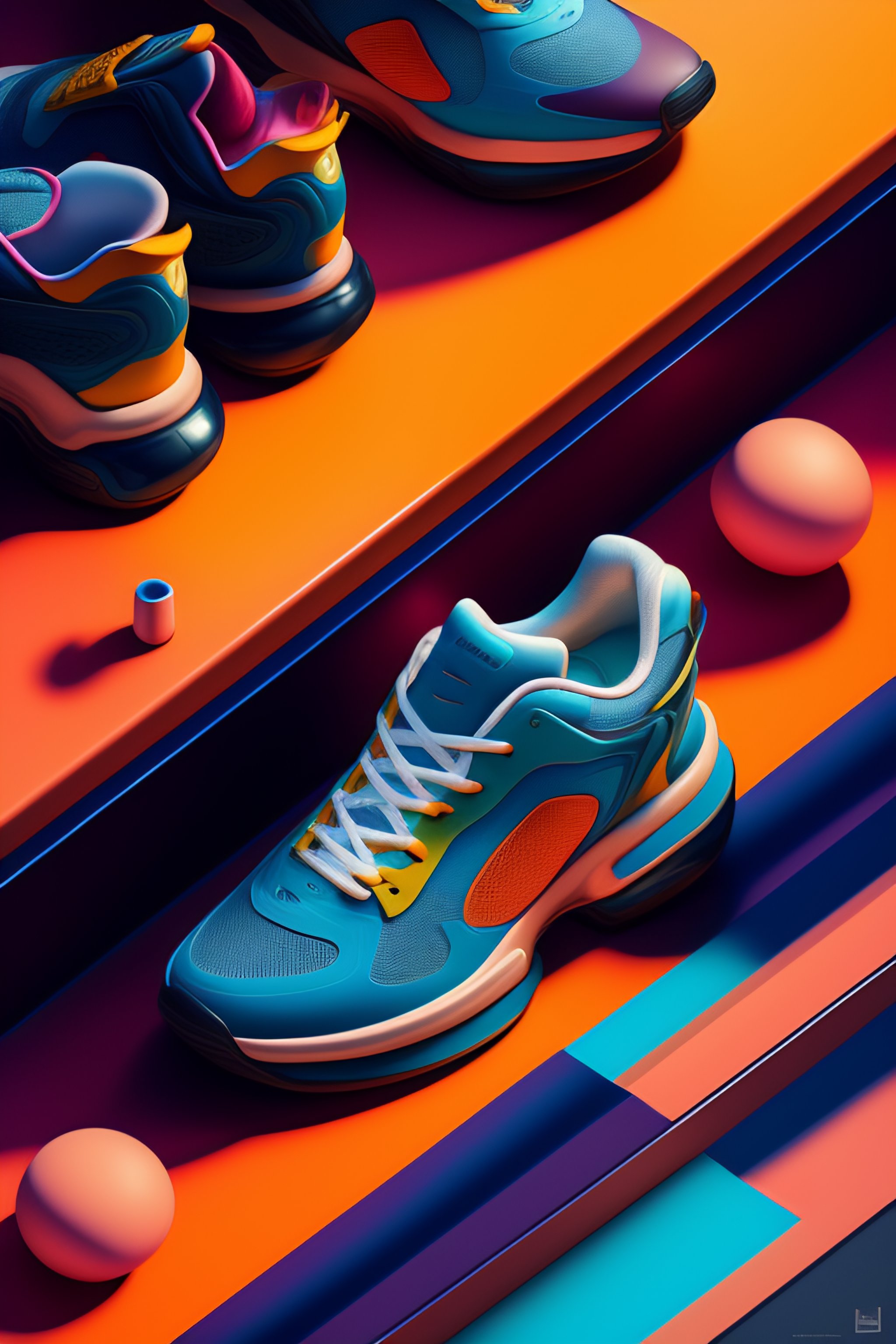 Lexica - Excellent painted isometric view of 'futuristic rubber shoes ...