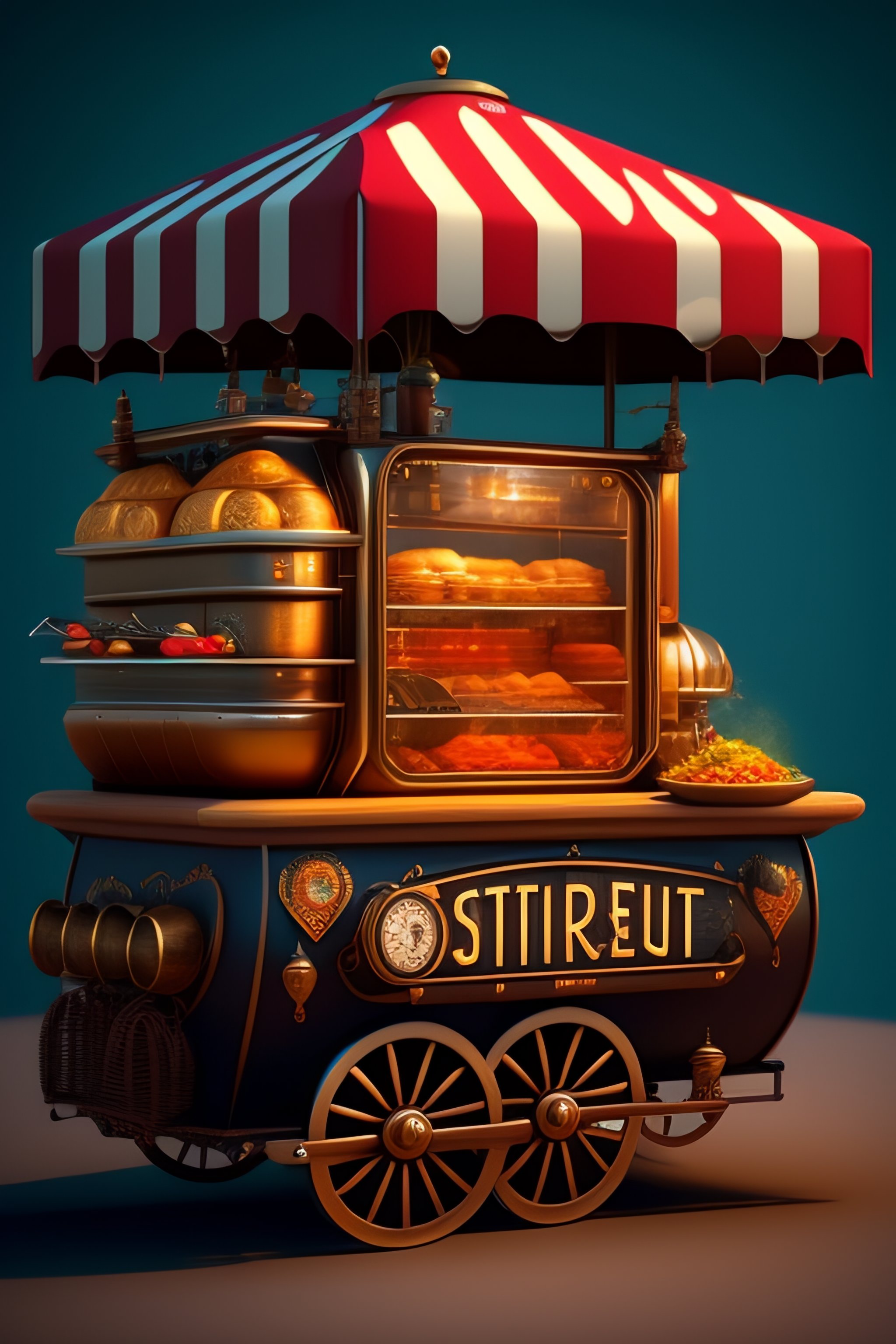Lexica - Street food, steampunk, 3d icons,