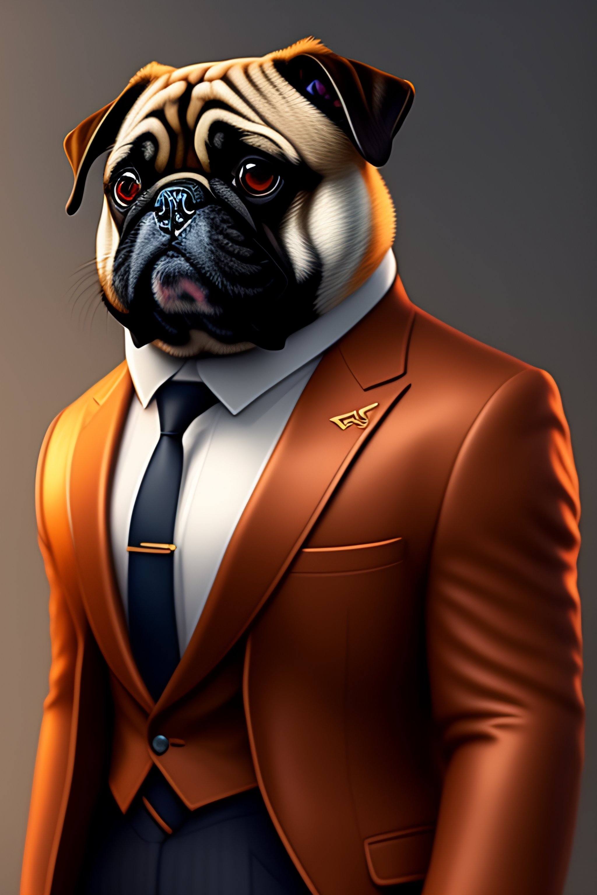 Lexica - Anthro furry humanoid pug, three piece suit, character concept ...