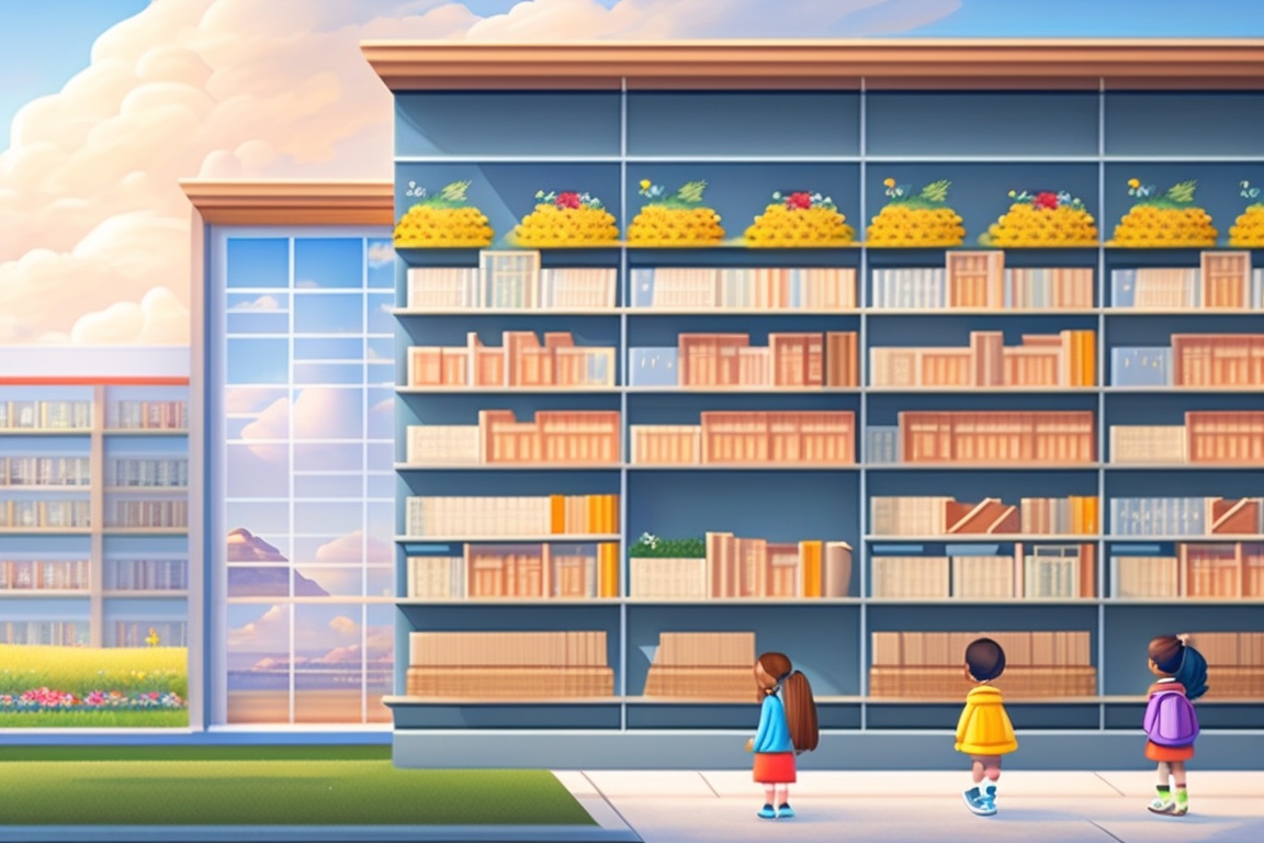 Lexica - The background is shelves with library books, on the right is ...