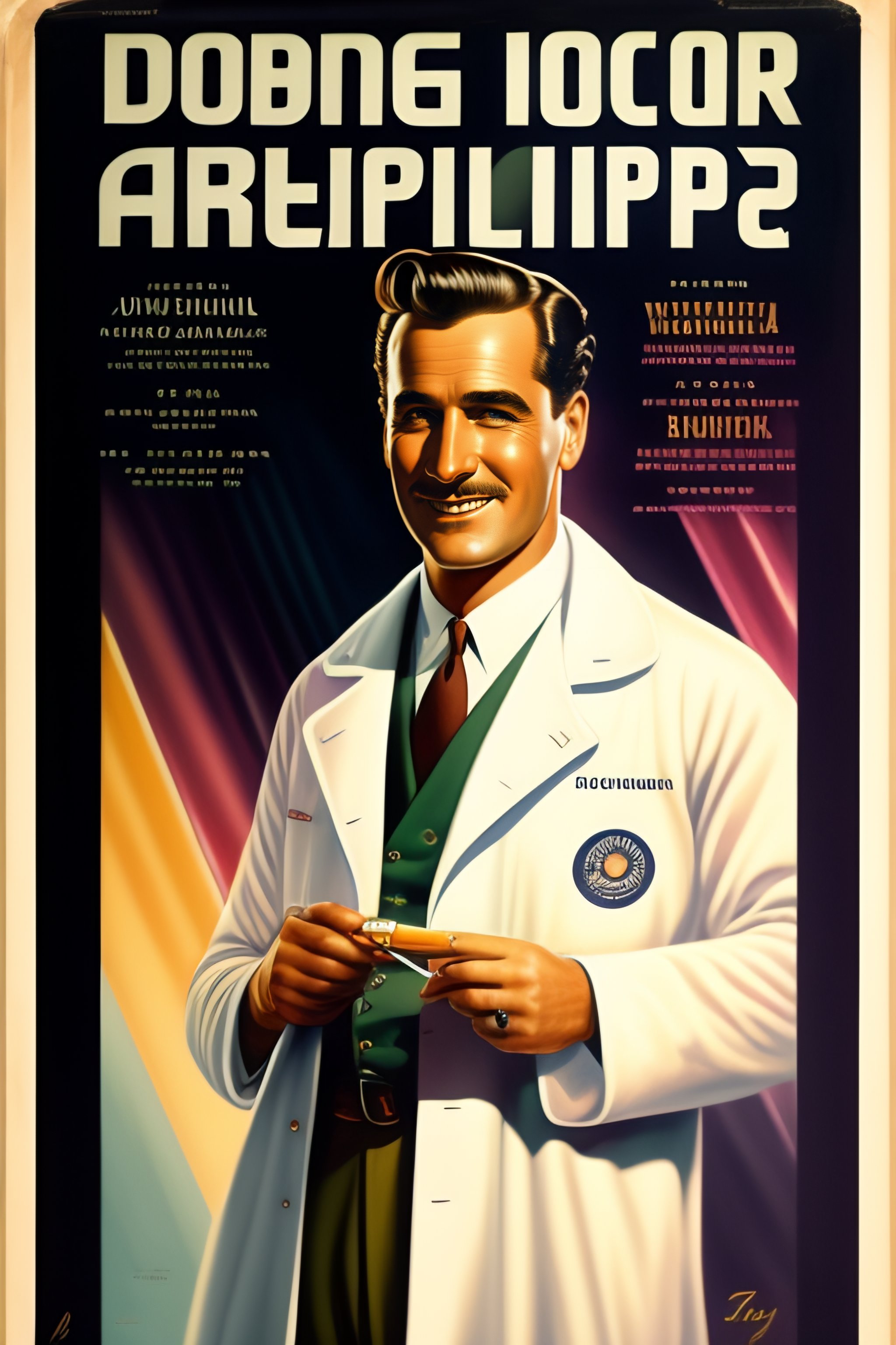 Lexica - 1945 pulp magazine poster of a middle aged man doctor in a ...