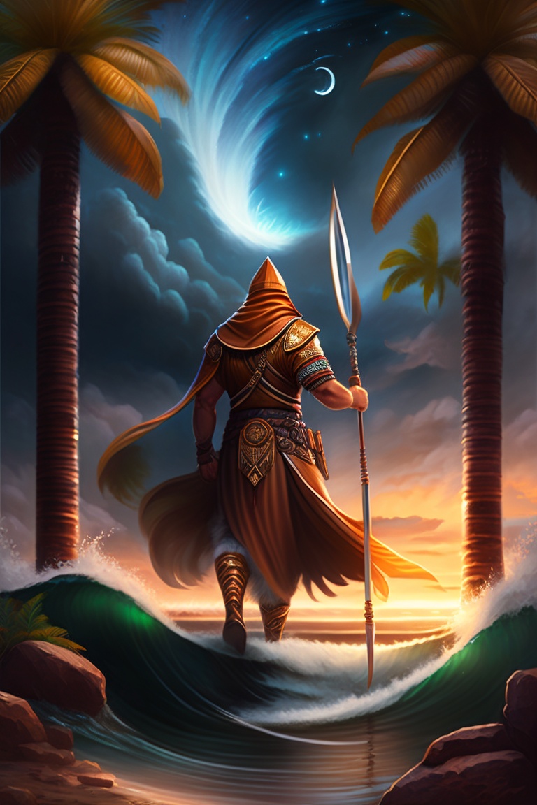 Lexica - Jedi warrior, hooded, brown feather cape, full body polynesian ...