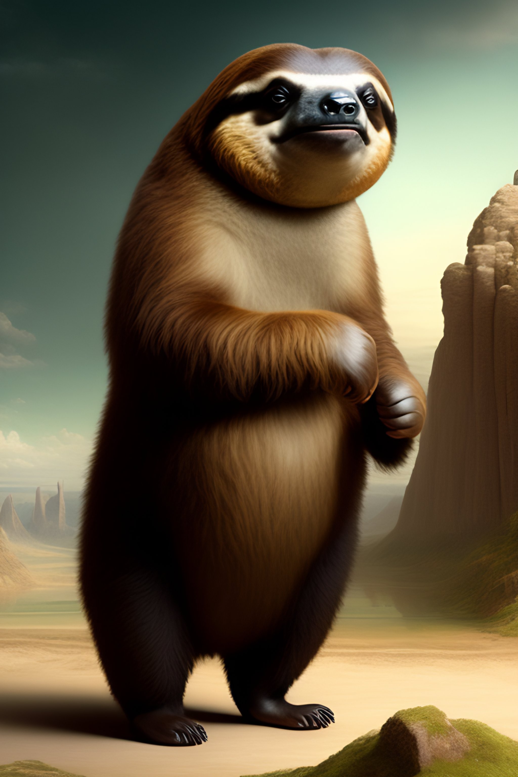 Lexica - Anthropomorphic Sloth dictator clenching fist, furious facial ...