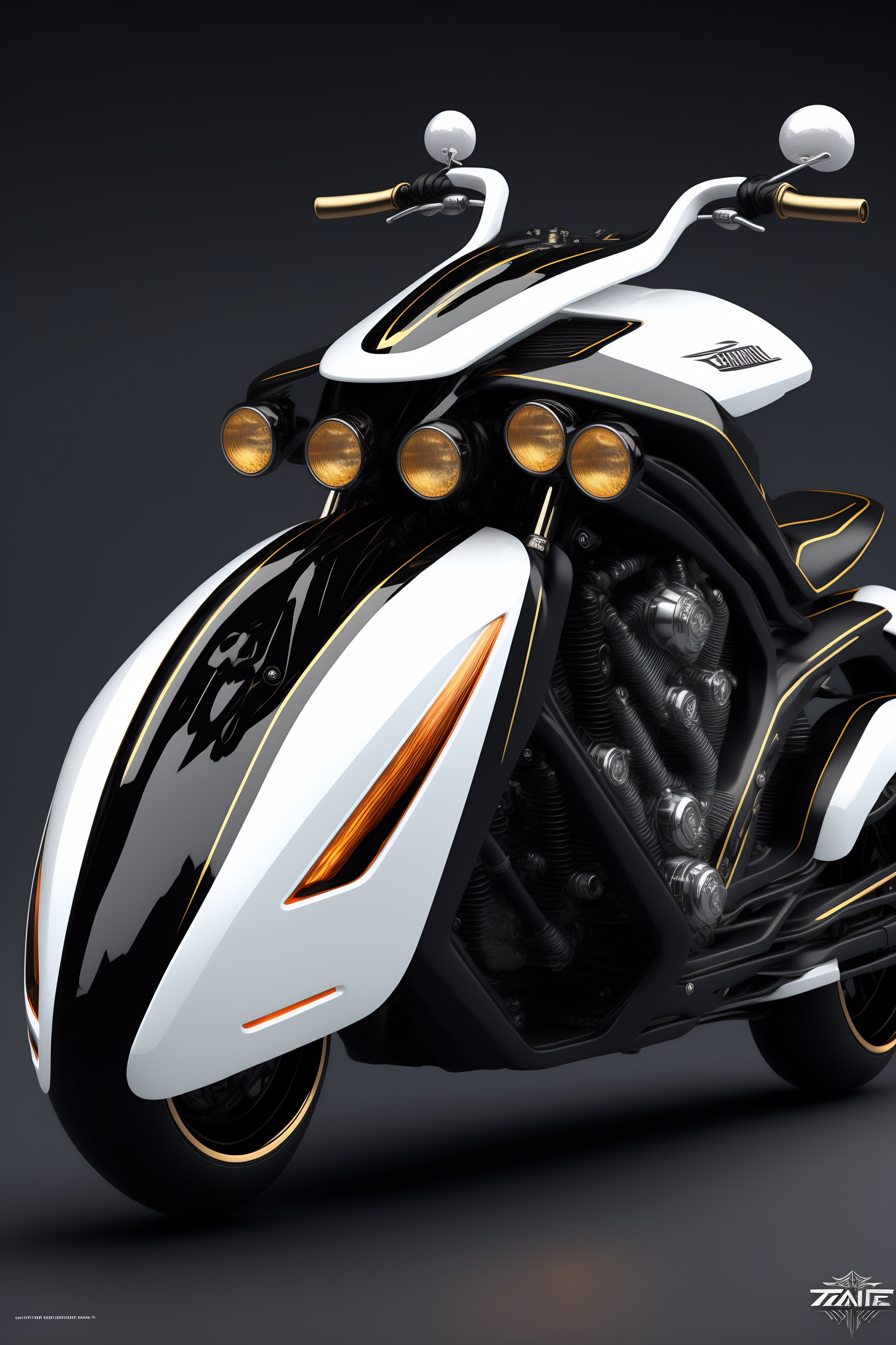Lexica - White pearl and carbon fiber armoured motorbike in a style of ...