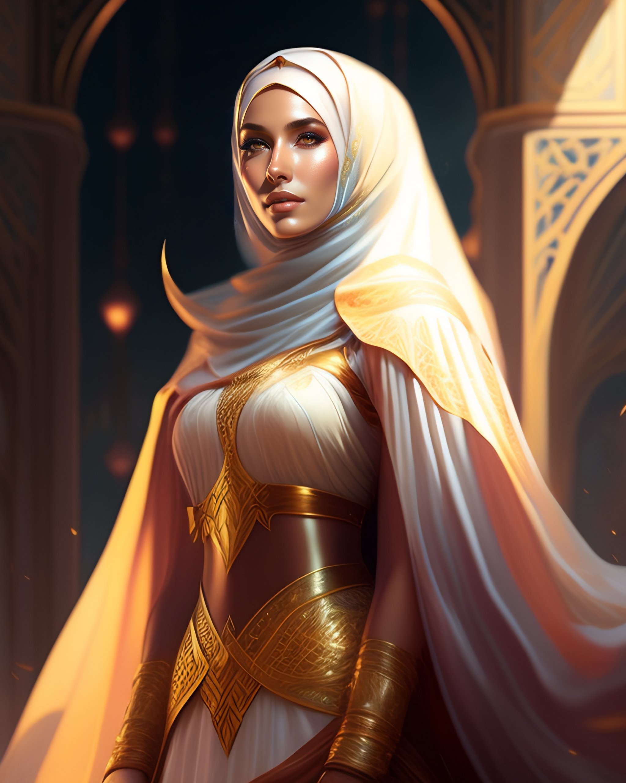 Lexica - Full body rising queen wearing hijab by stanley artgerm lau, greg rutkowski, alphonse ...