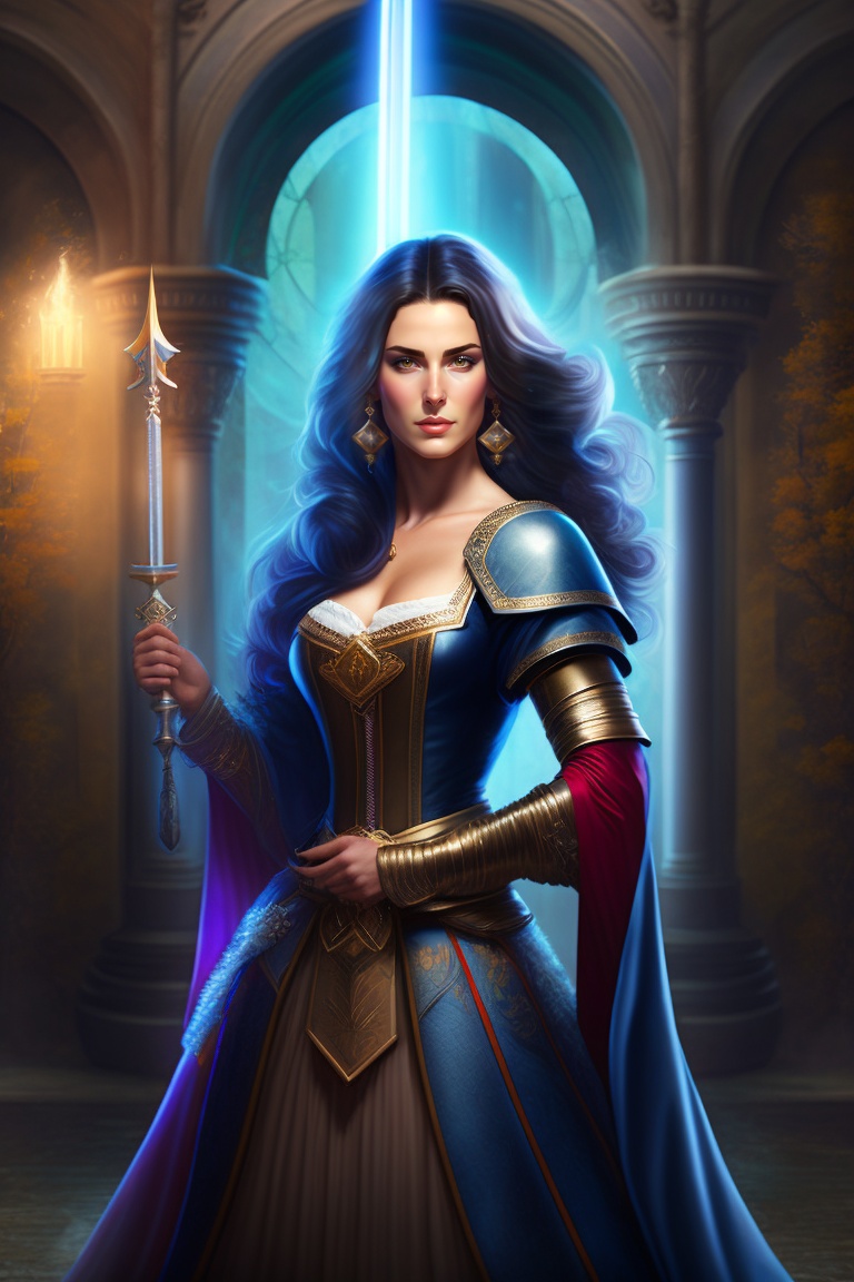 Lexica - Woman 42y.o. with dark hair, she is a enchantress with a long ...