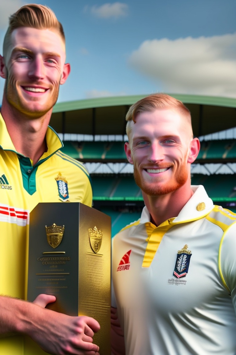 Lexica - Ben Stokes and Pat Cummins, both renowned cricketers, stand ...