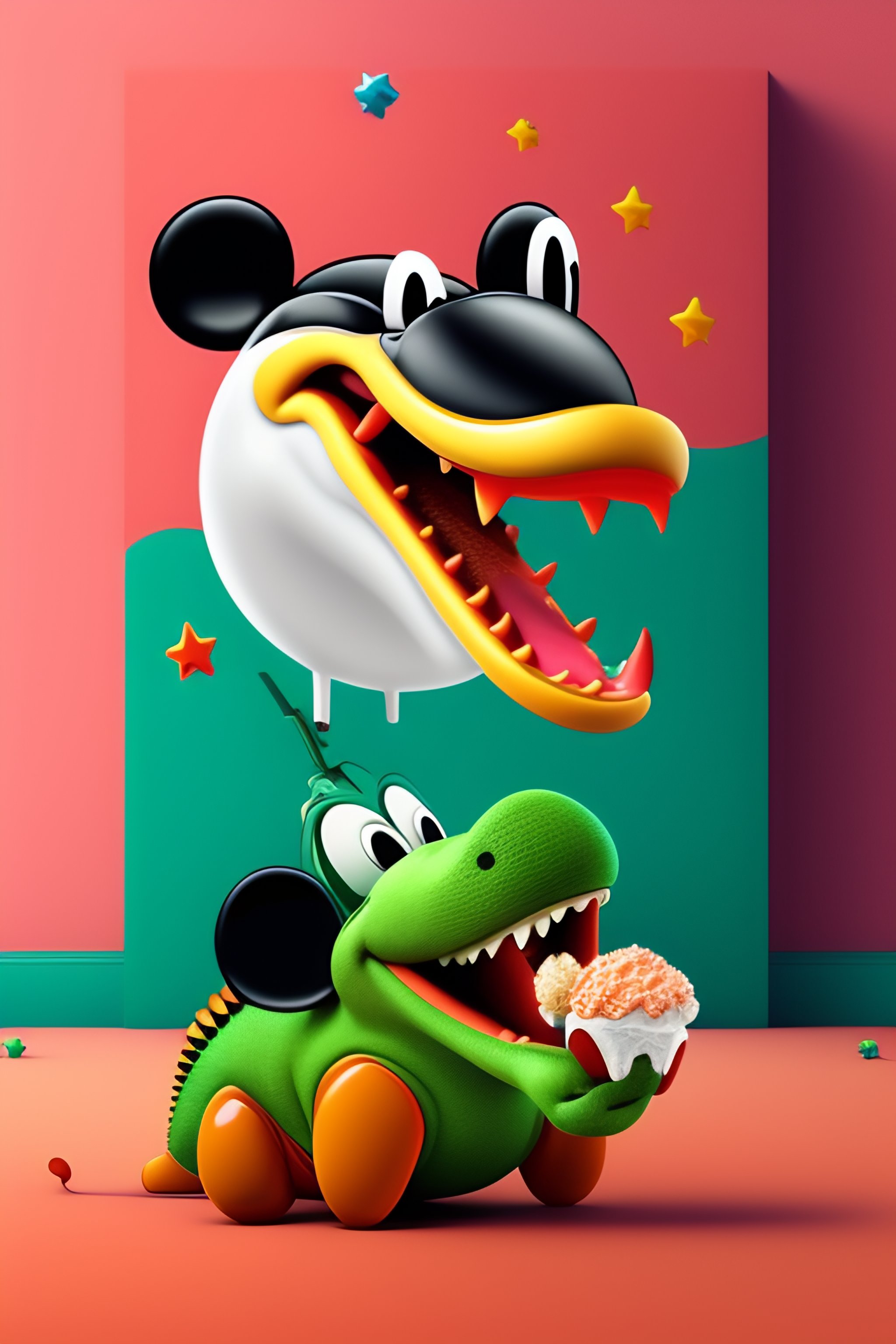 Lexica - A cartoonish crocodile eating icecream, similar cartoon look ...