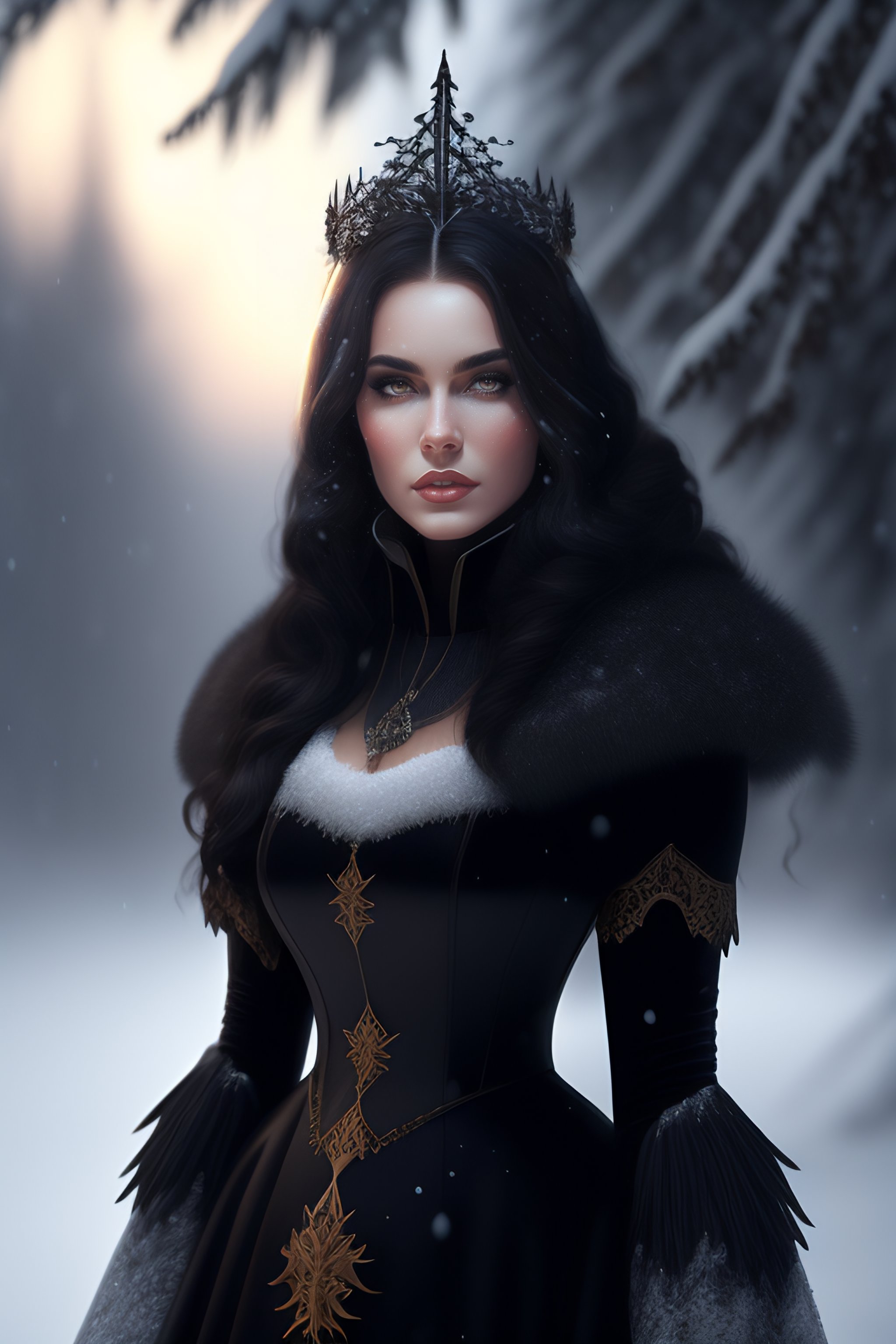 Lexica - A beautiful gothic woman wearing a black long dress stands ...