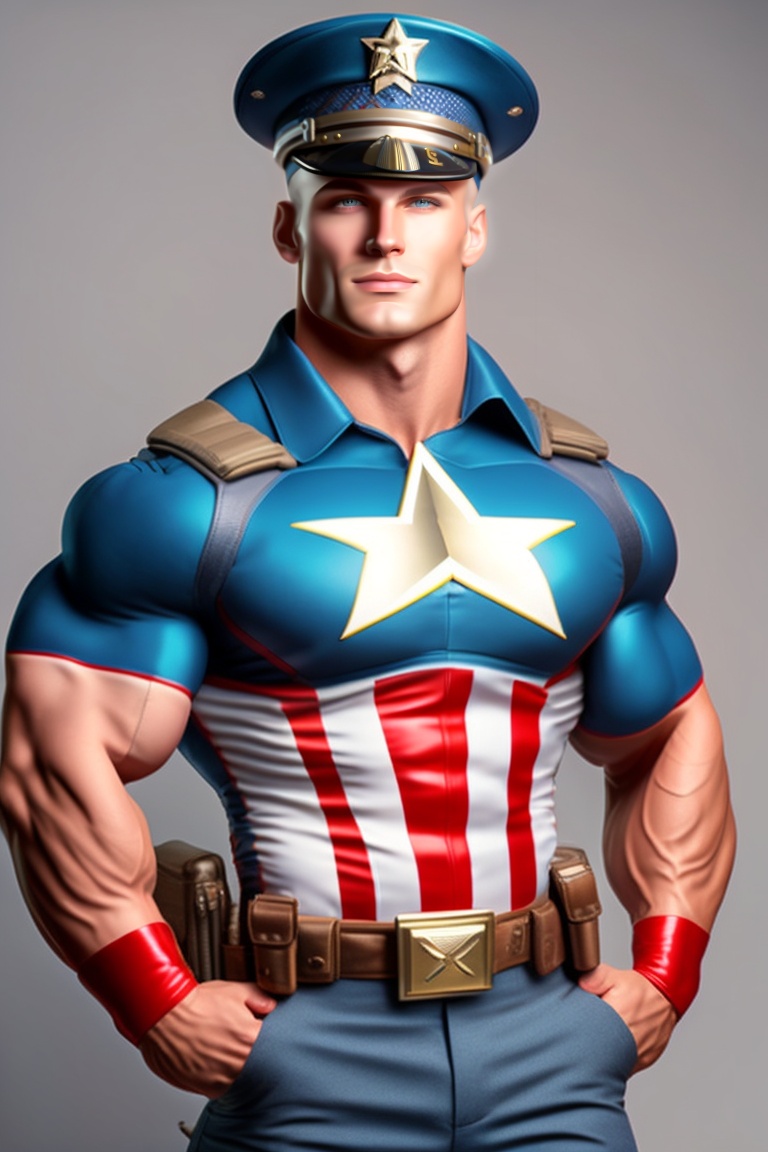 Lexica - Vintage 90's, captain america wearing police, full body