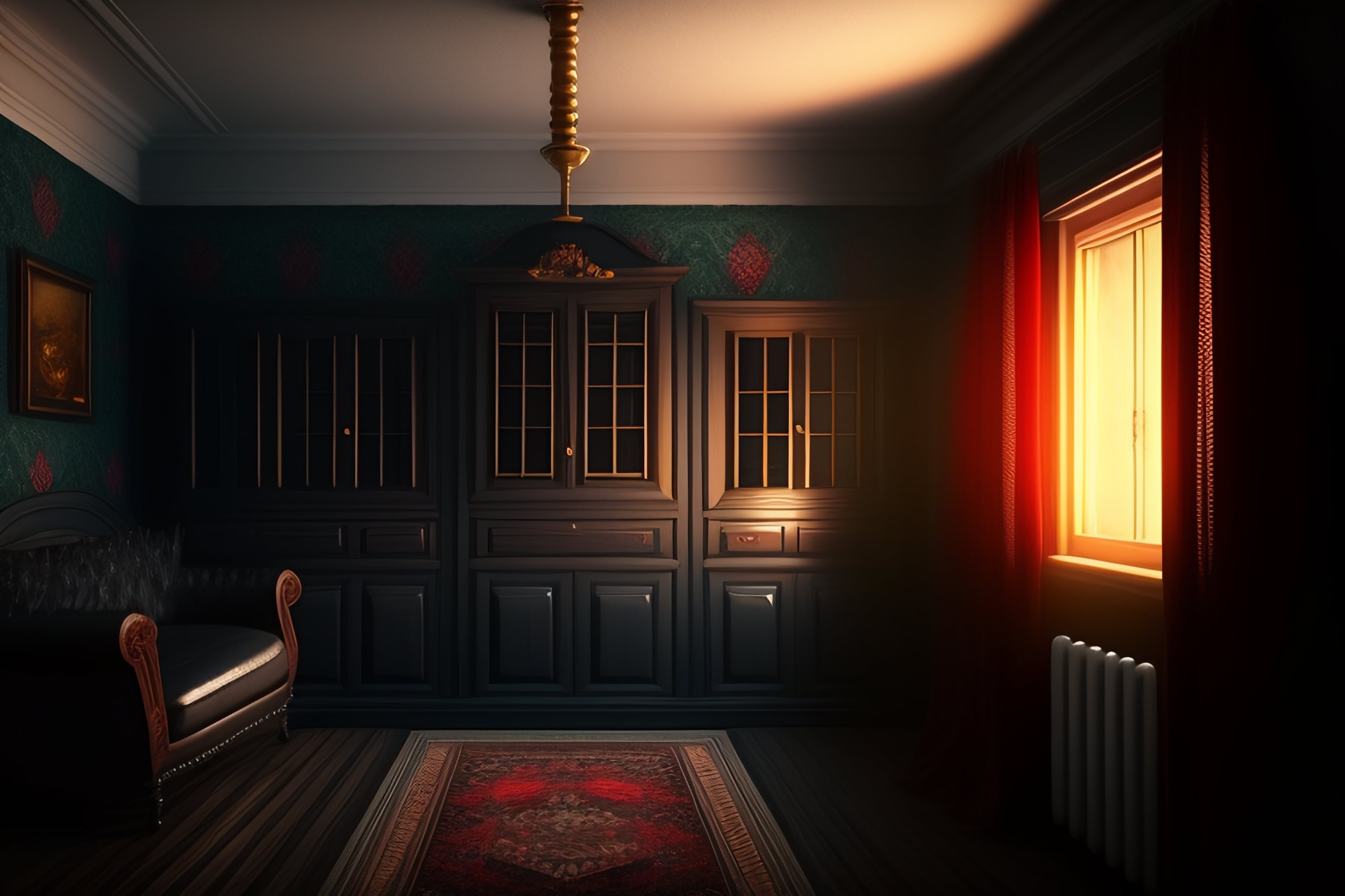 Lexica - House room, horror movie environment, old house, spirit