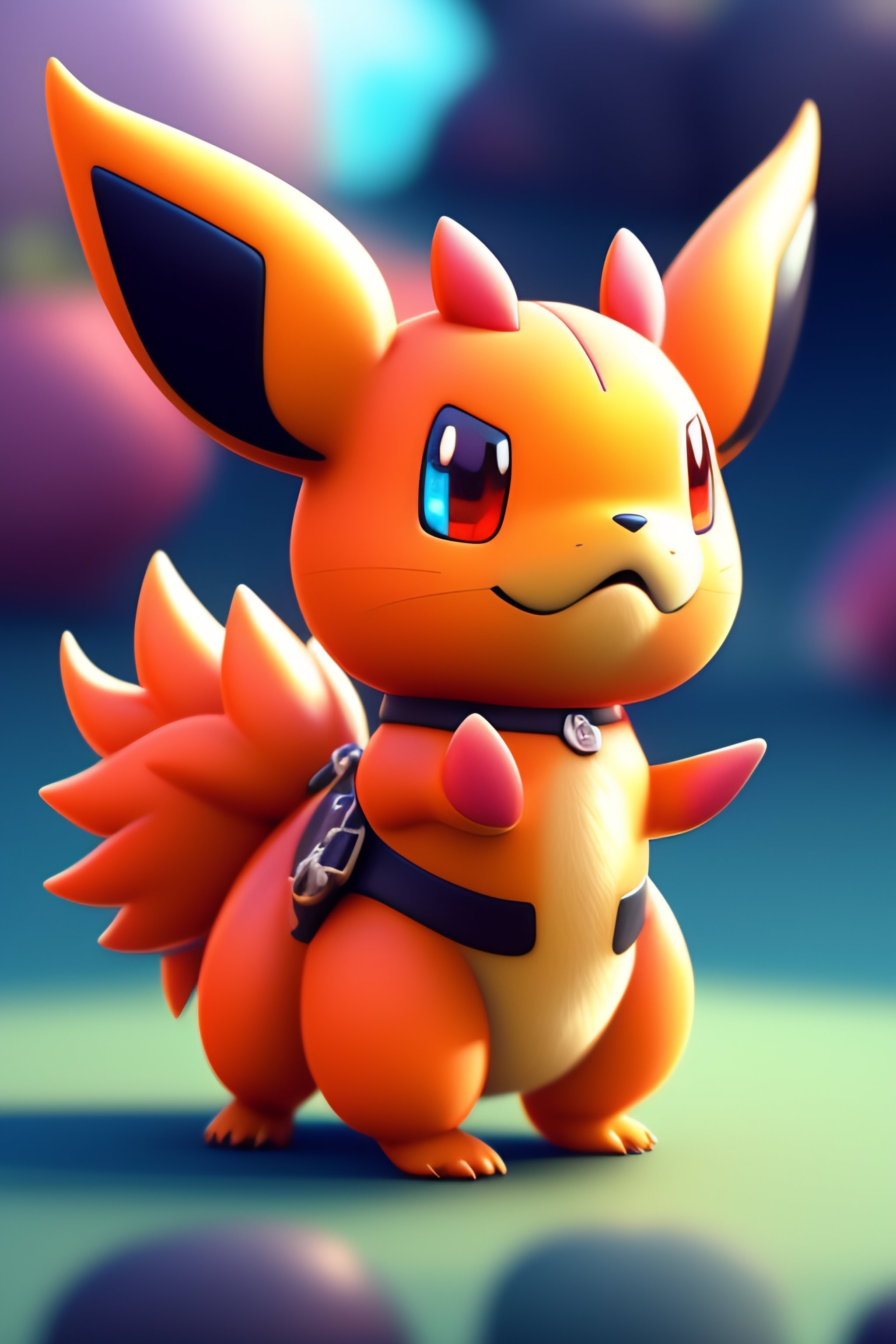 Lexica - A futuristic pokemon, fire, legendary, cute, really cute, cozy ...