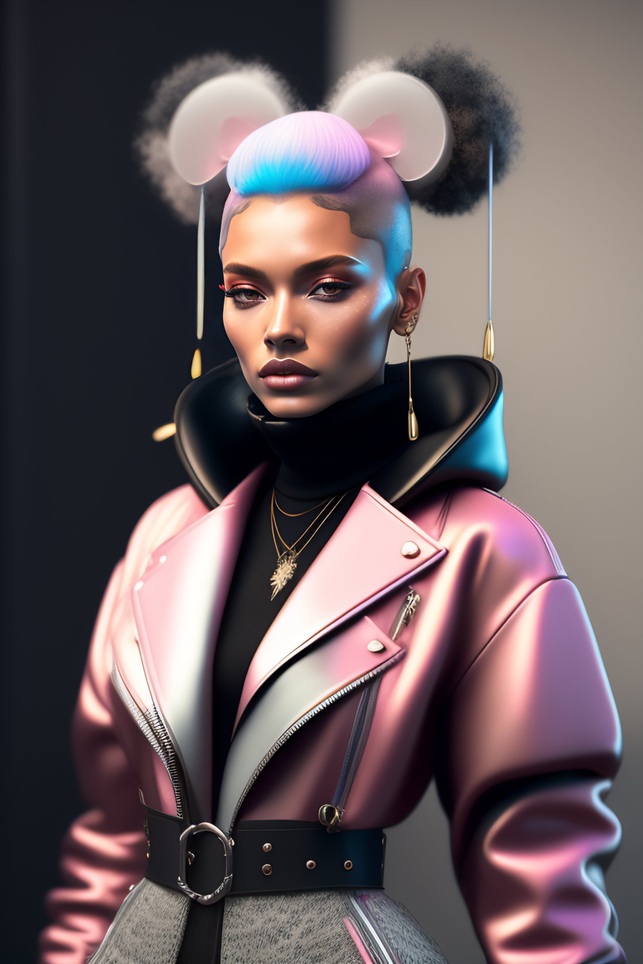 Lexica - An epic non - binary model, subject wearing a belt made out of computer mice, grungy ...