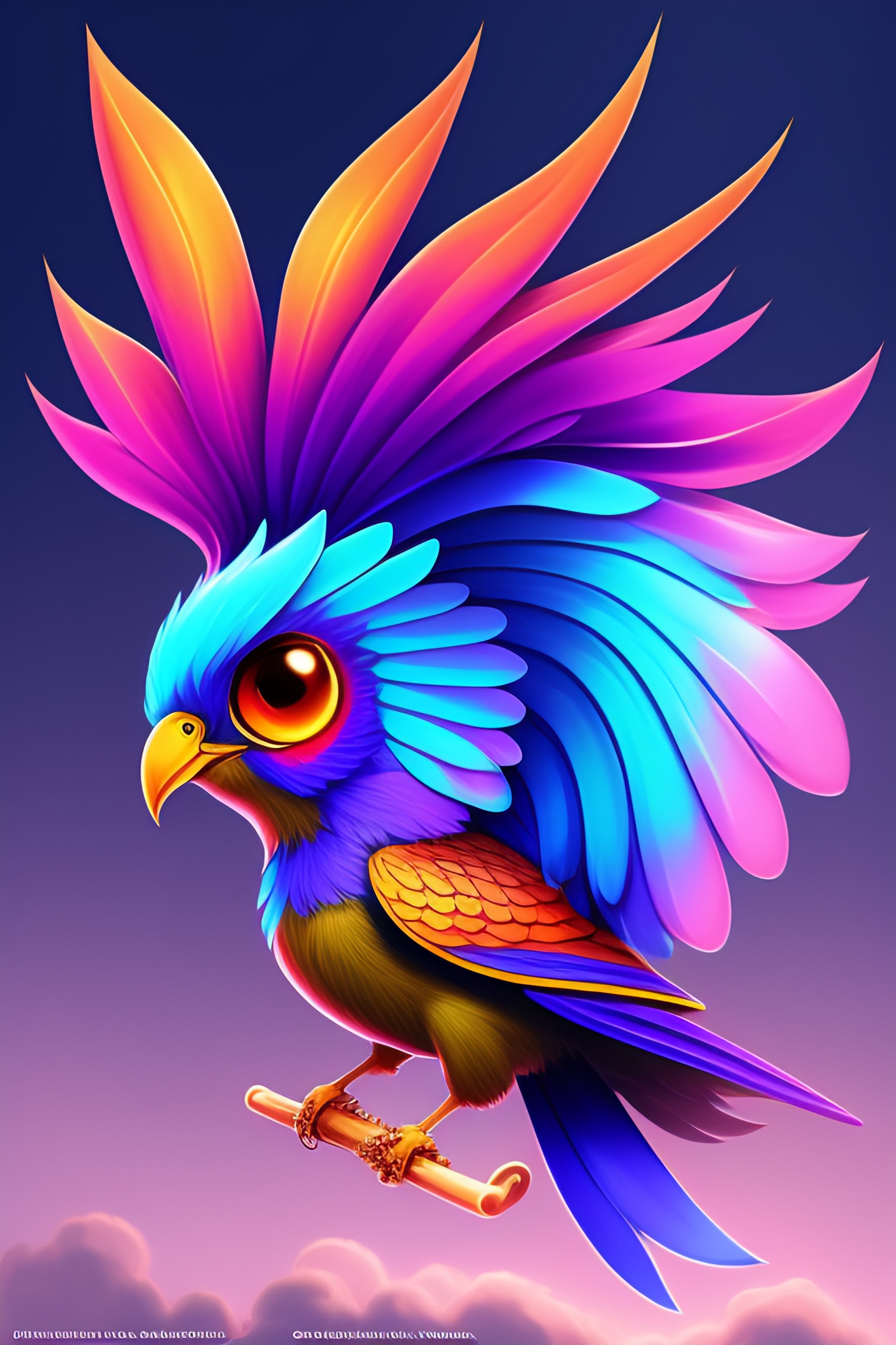 Lexica - A cerulean phoenix, in the style of chibi anime