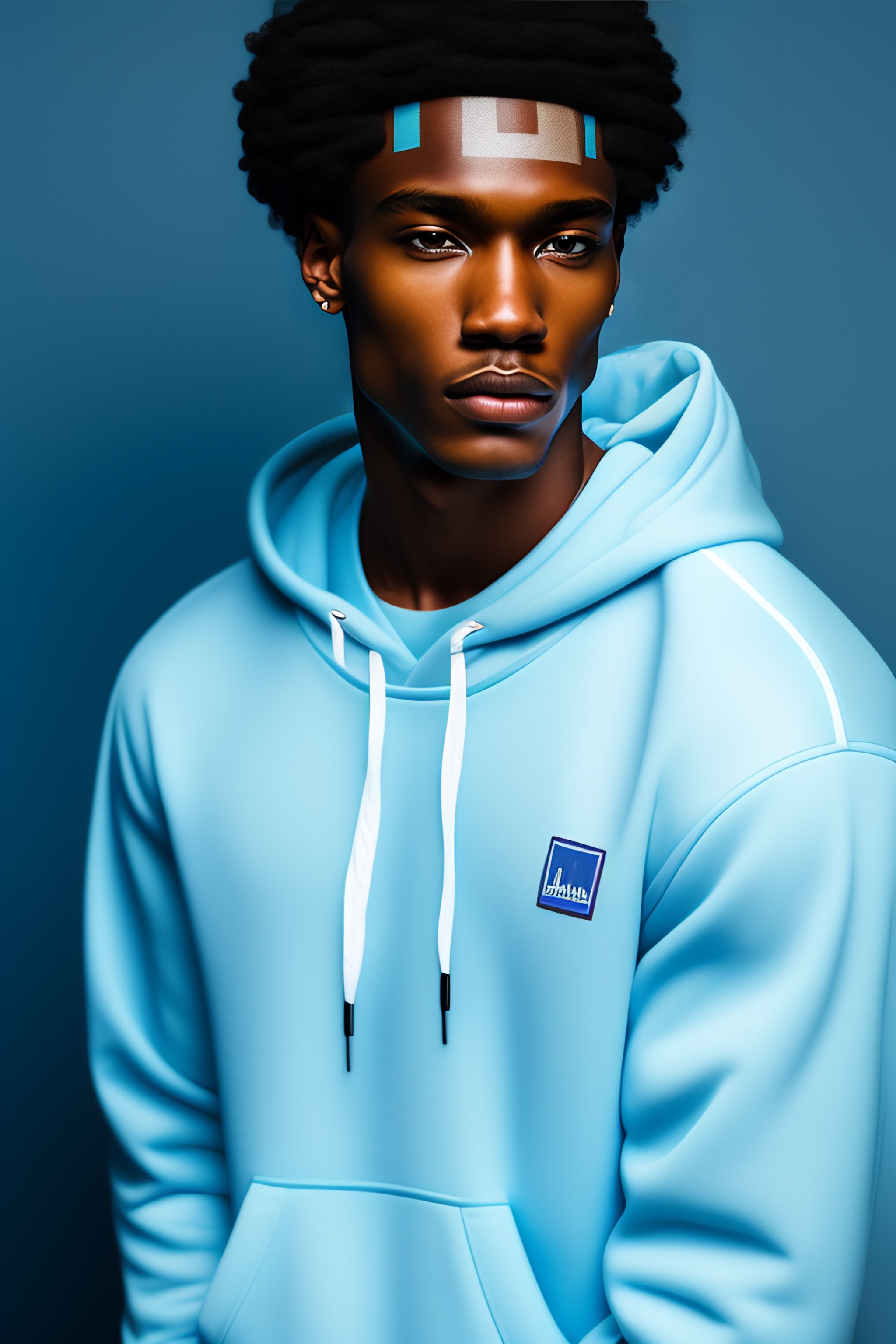 Lexica - A man dressed in a sporty style in a light blue sweatshirt ...