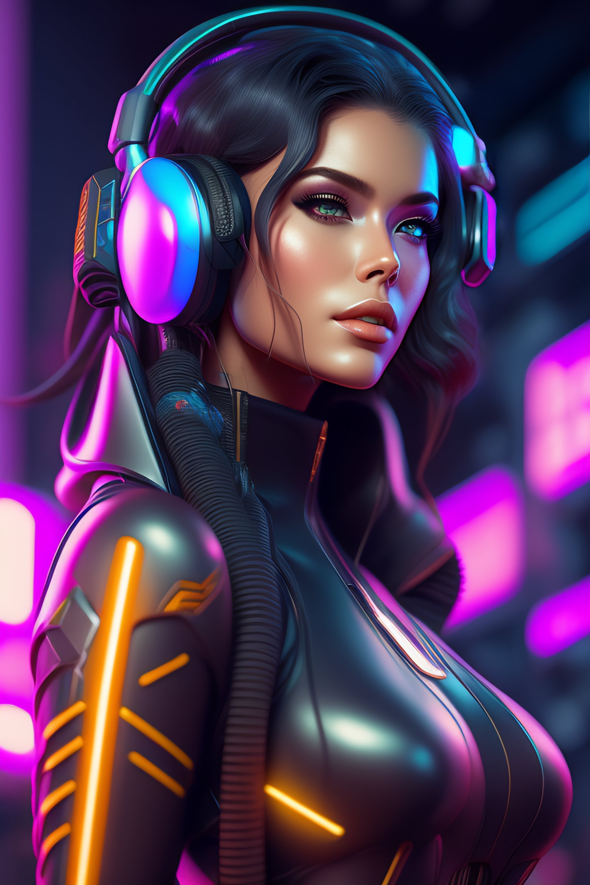 Lexica - Cute cyborg girl , surrounded by cables , illustrated by Greg ...