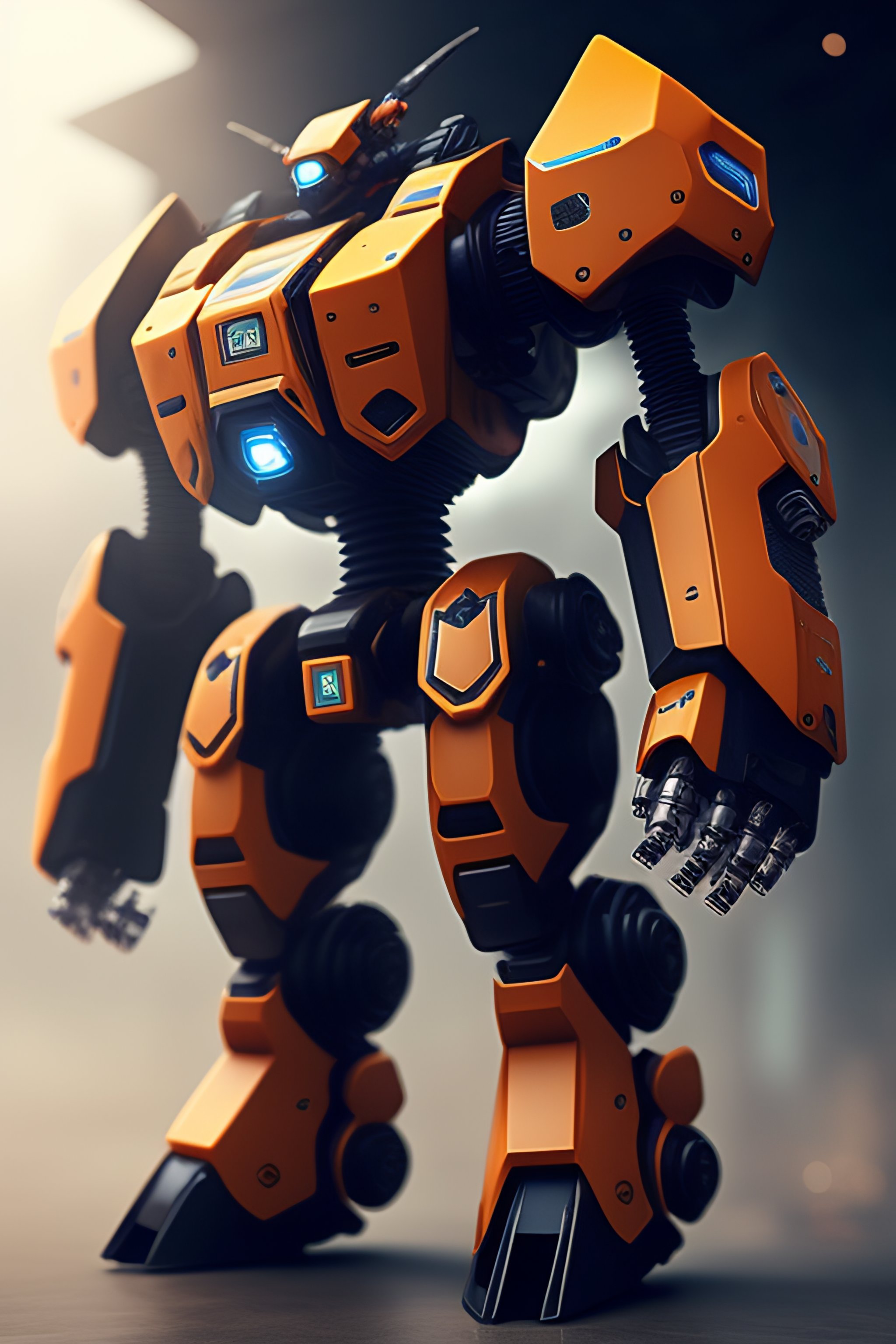 Lexica - Walking mech robot with hexagonal weapons