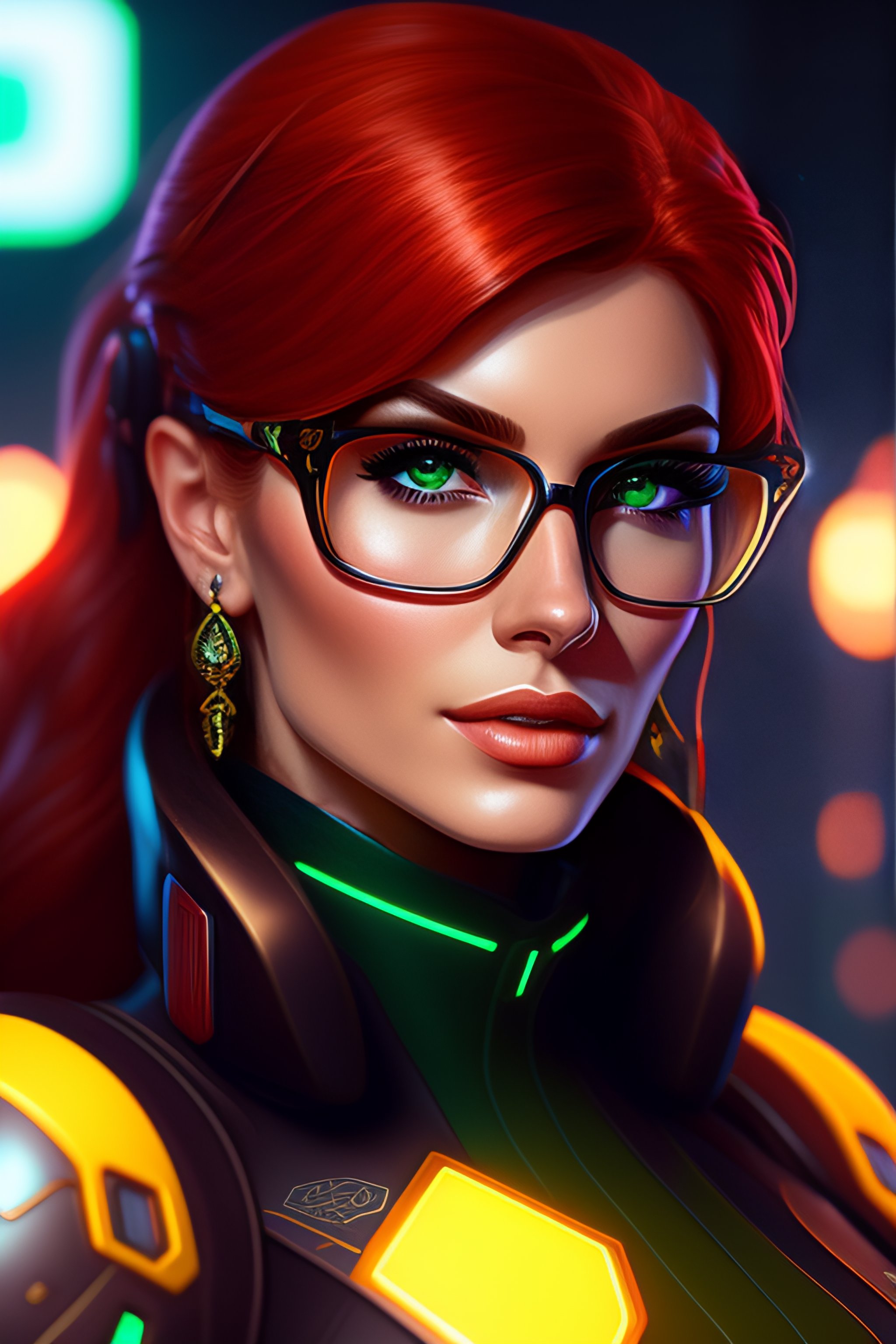 Lexica - SARA FREGONAS portrait, redhead, round face, green eyes ...