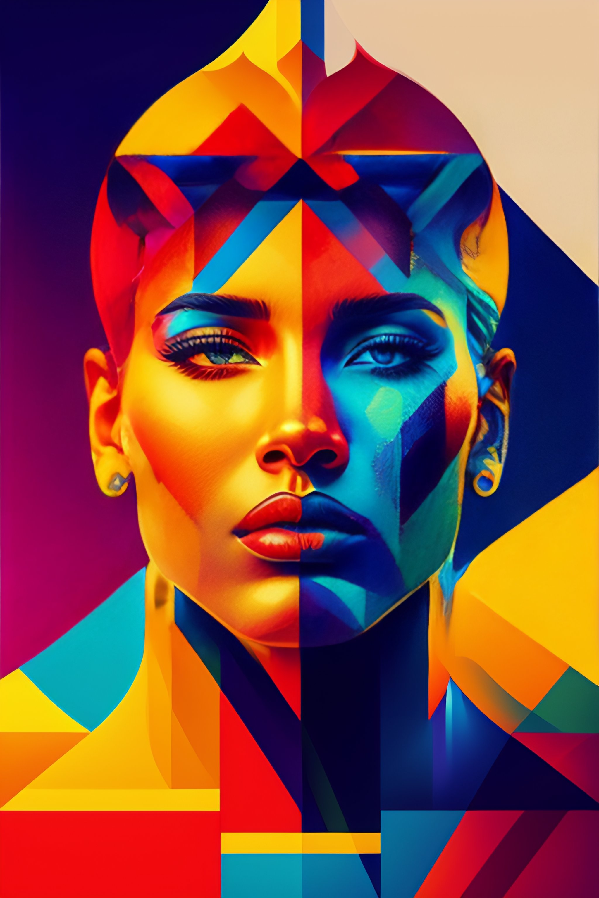 Lexica - Portrait of a warrior, splash colours, complementary colours ...