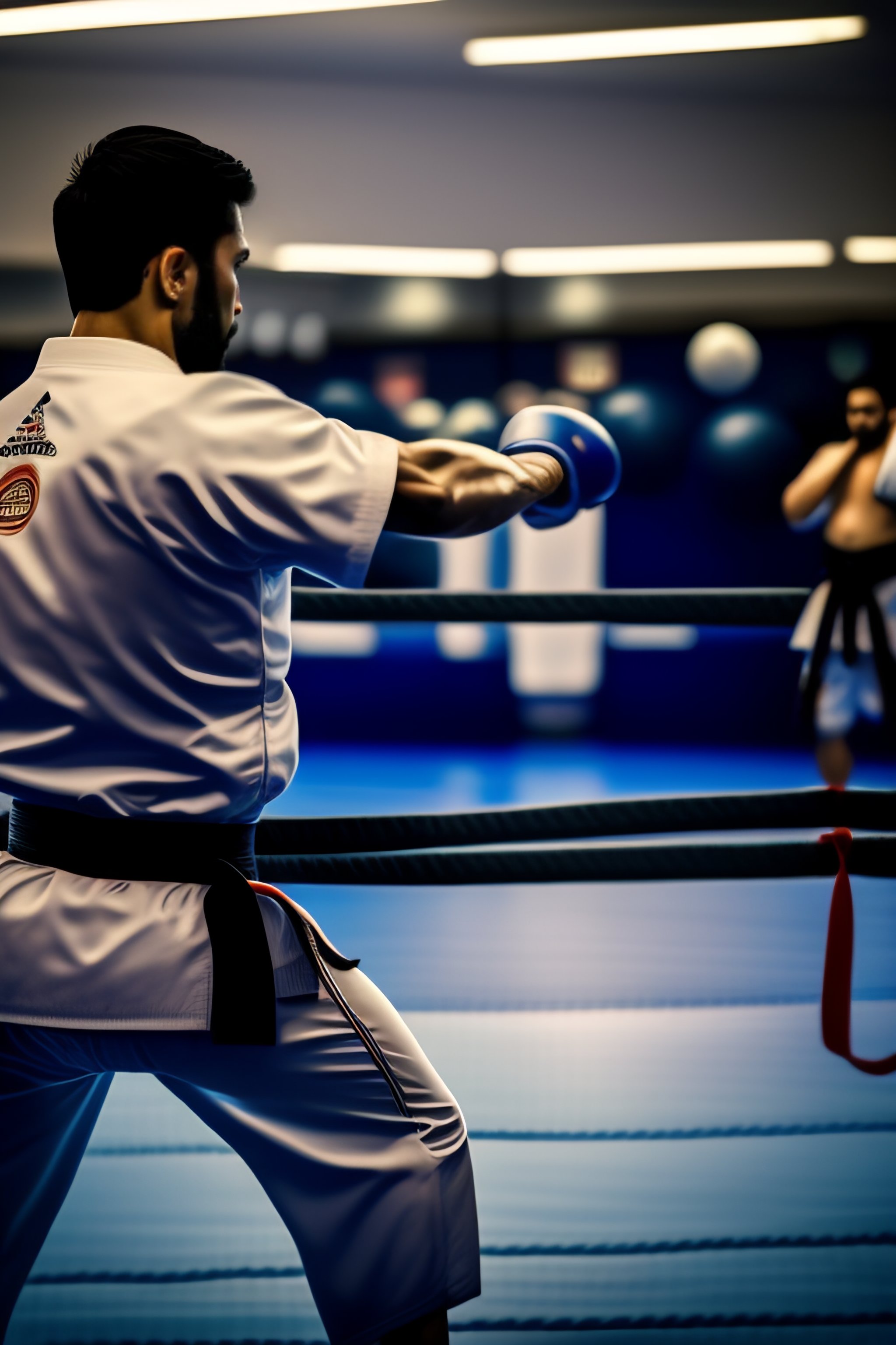 Lexica - Persona entrenando en el gimnasio practicando Karate kyokushin
