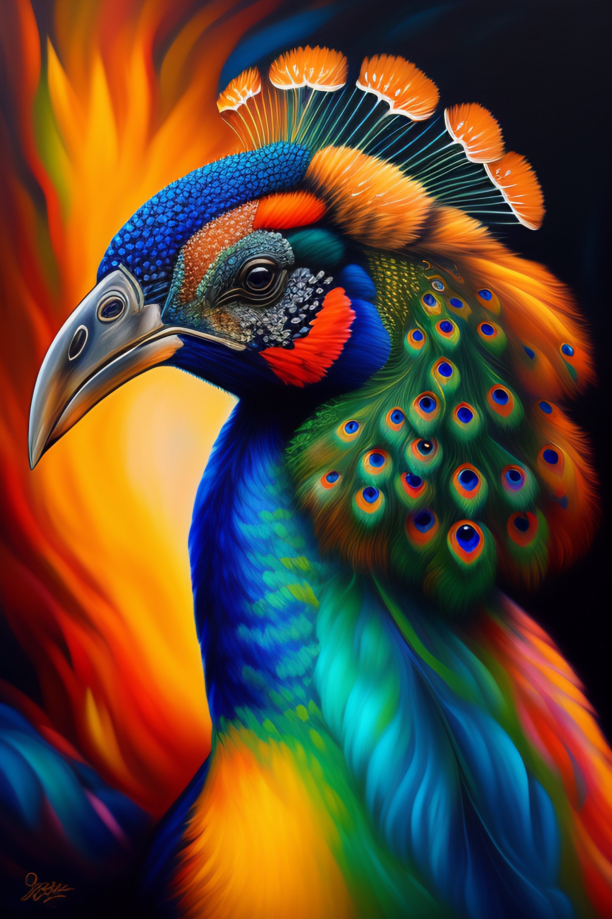 Lexica - Peacock full color painting