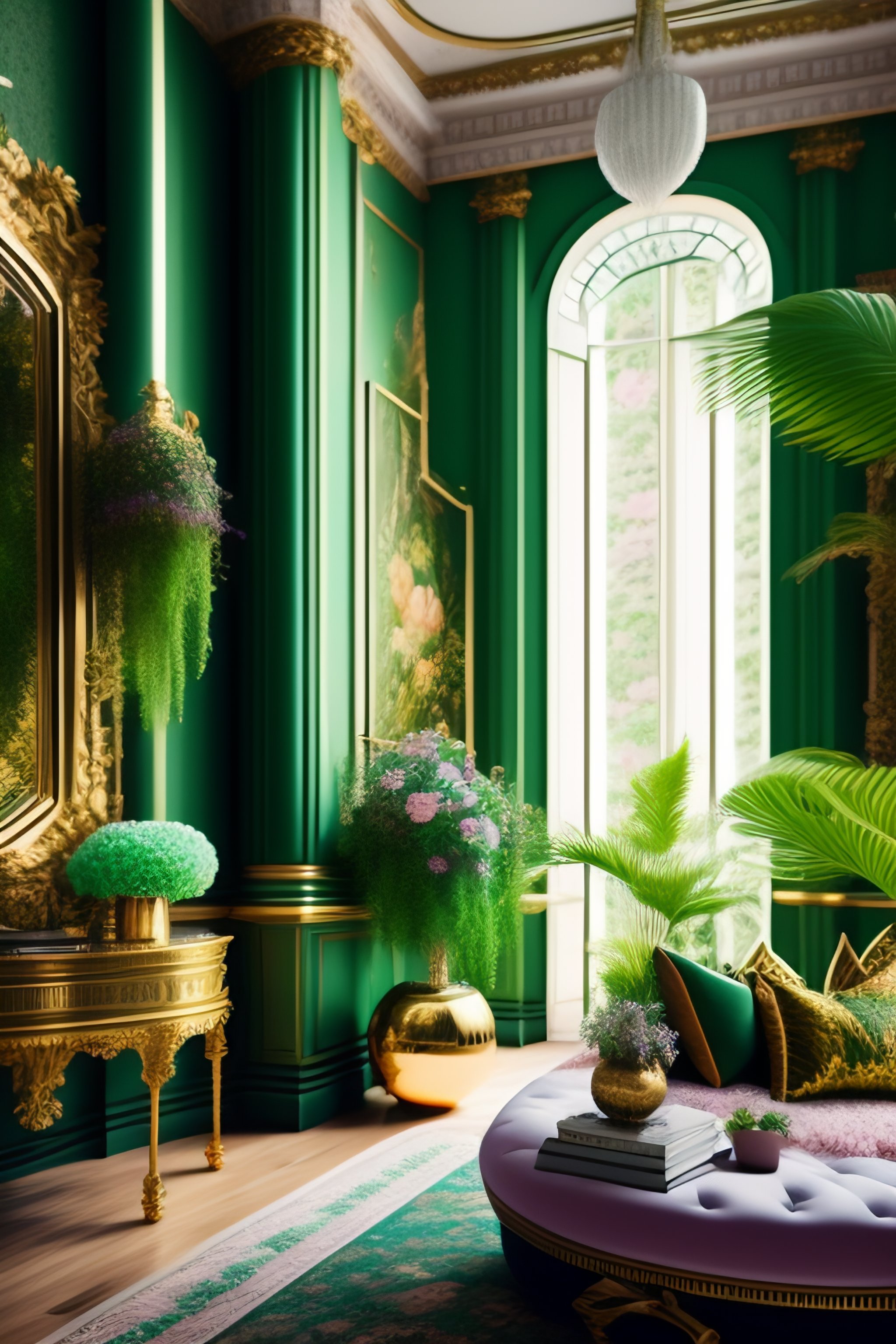 Lexica - Architectural Digest photo of a maximalist green {vaporwave ...