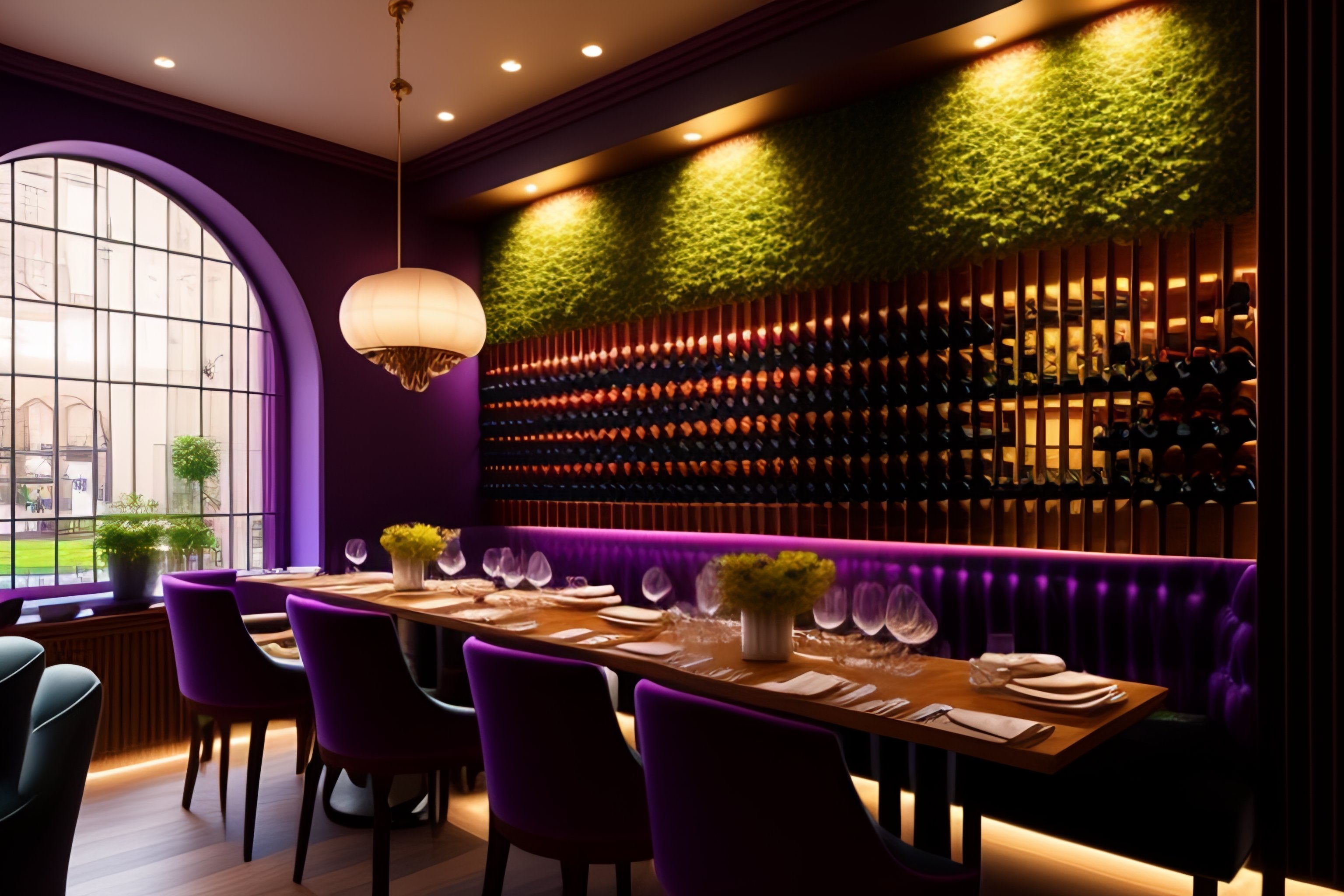 Lexica - Restaurant design::5, wine room, grape wine wall plants::4 ...