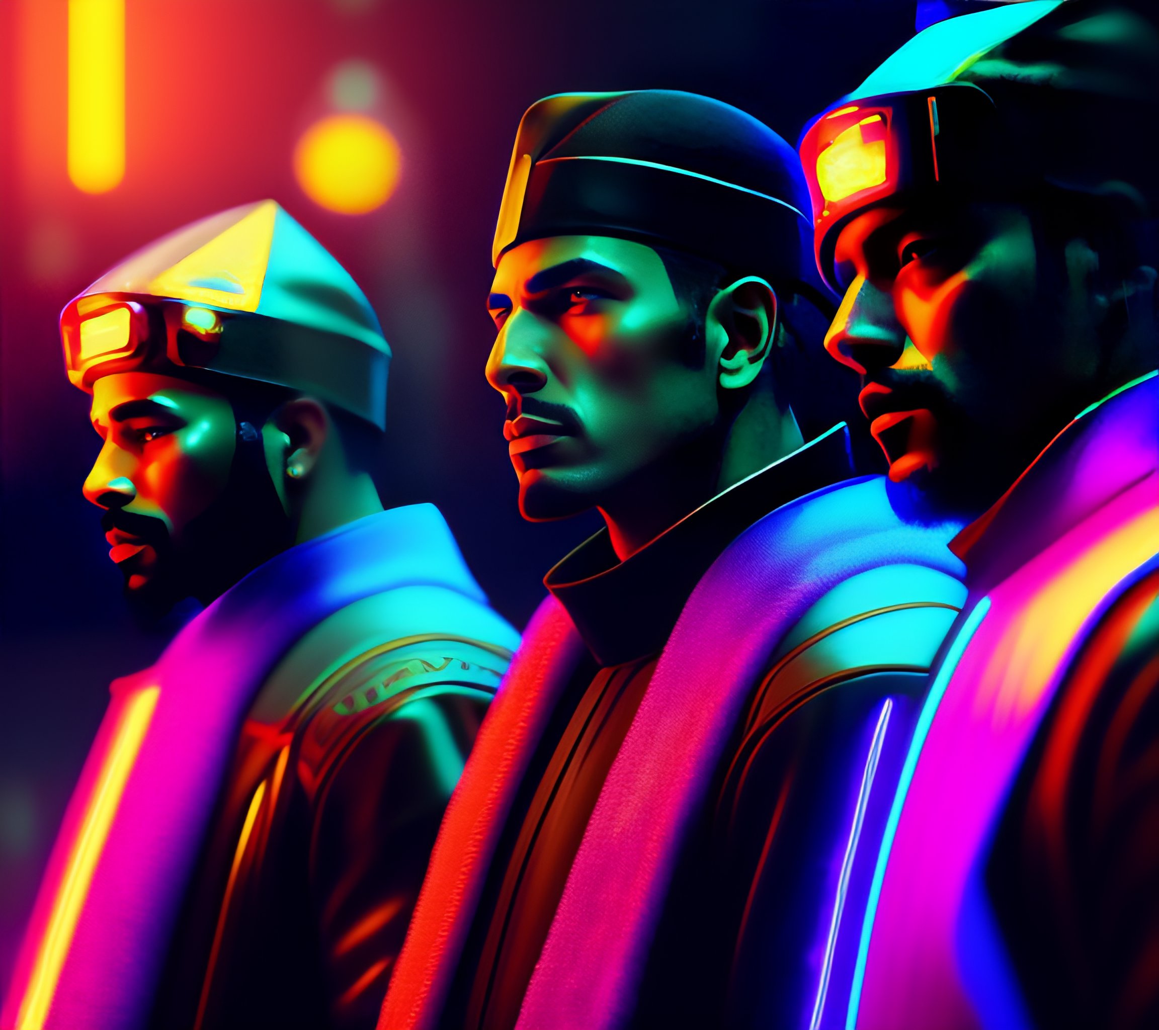 Lexica - The three wise men but they are all cyberpunk neon gangsters ...