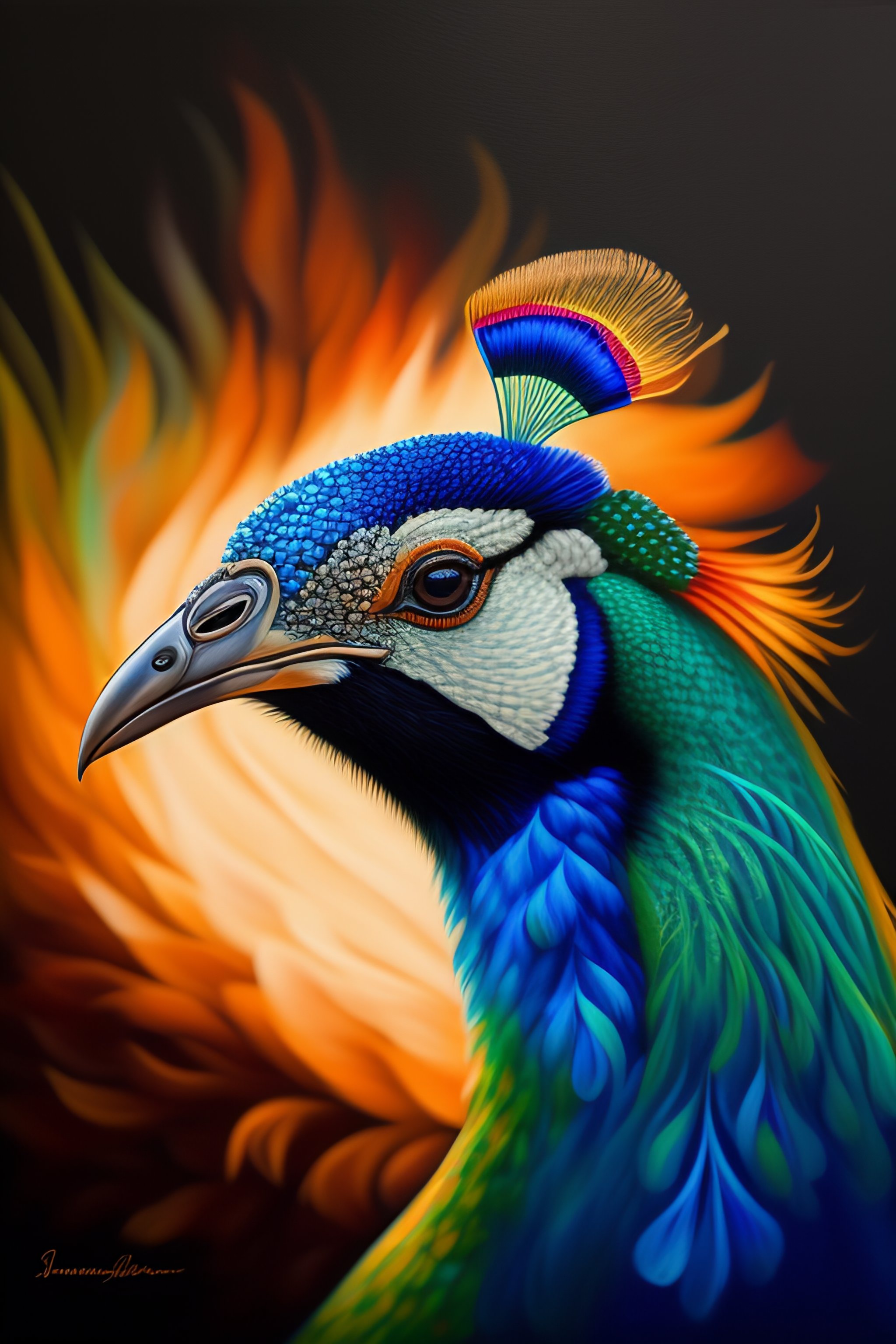 Lexica - Peacock full color painting