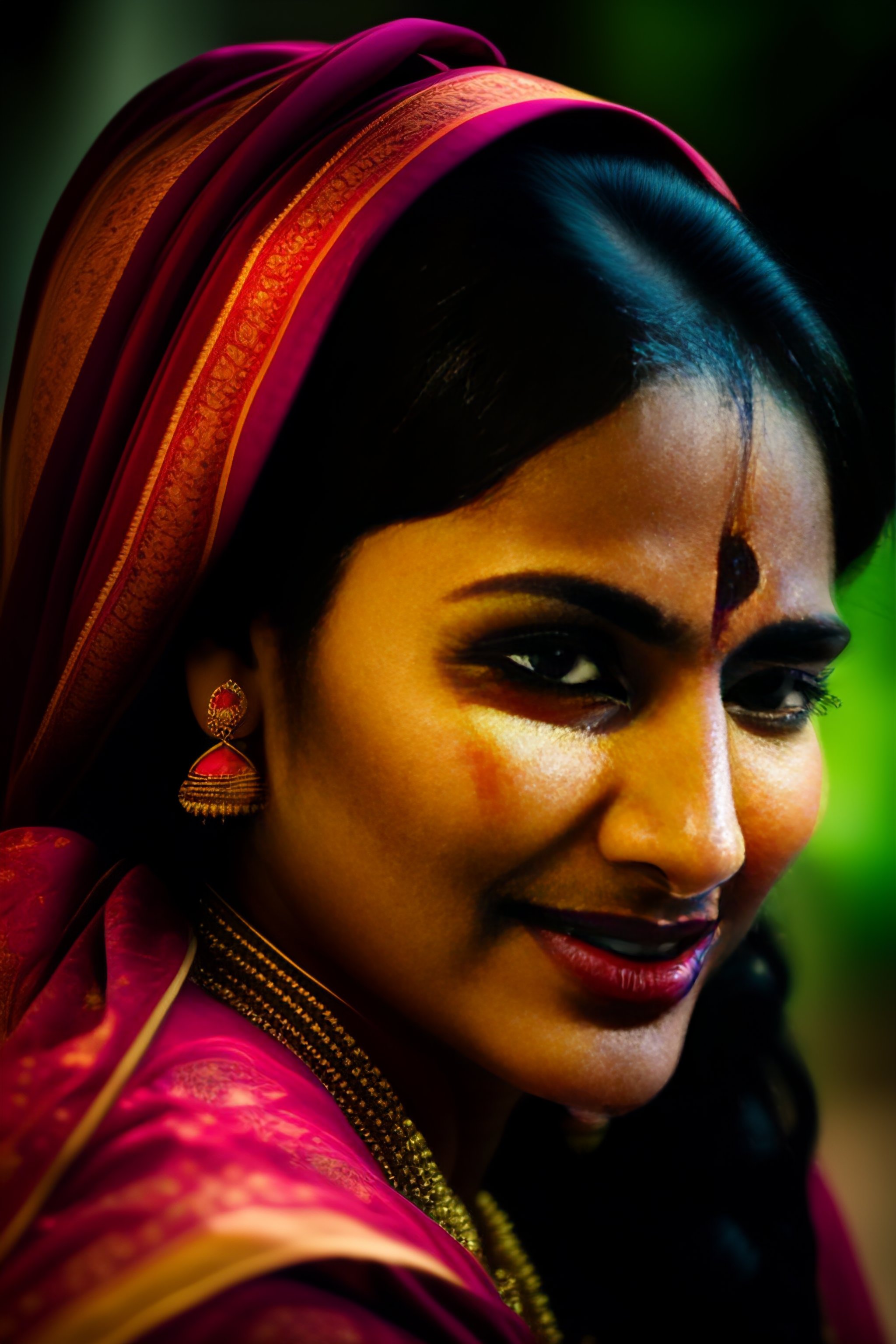 Lexica - A traditional Bengali woman, evil eyes, mouth open showing ...