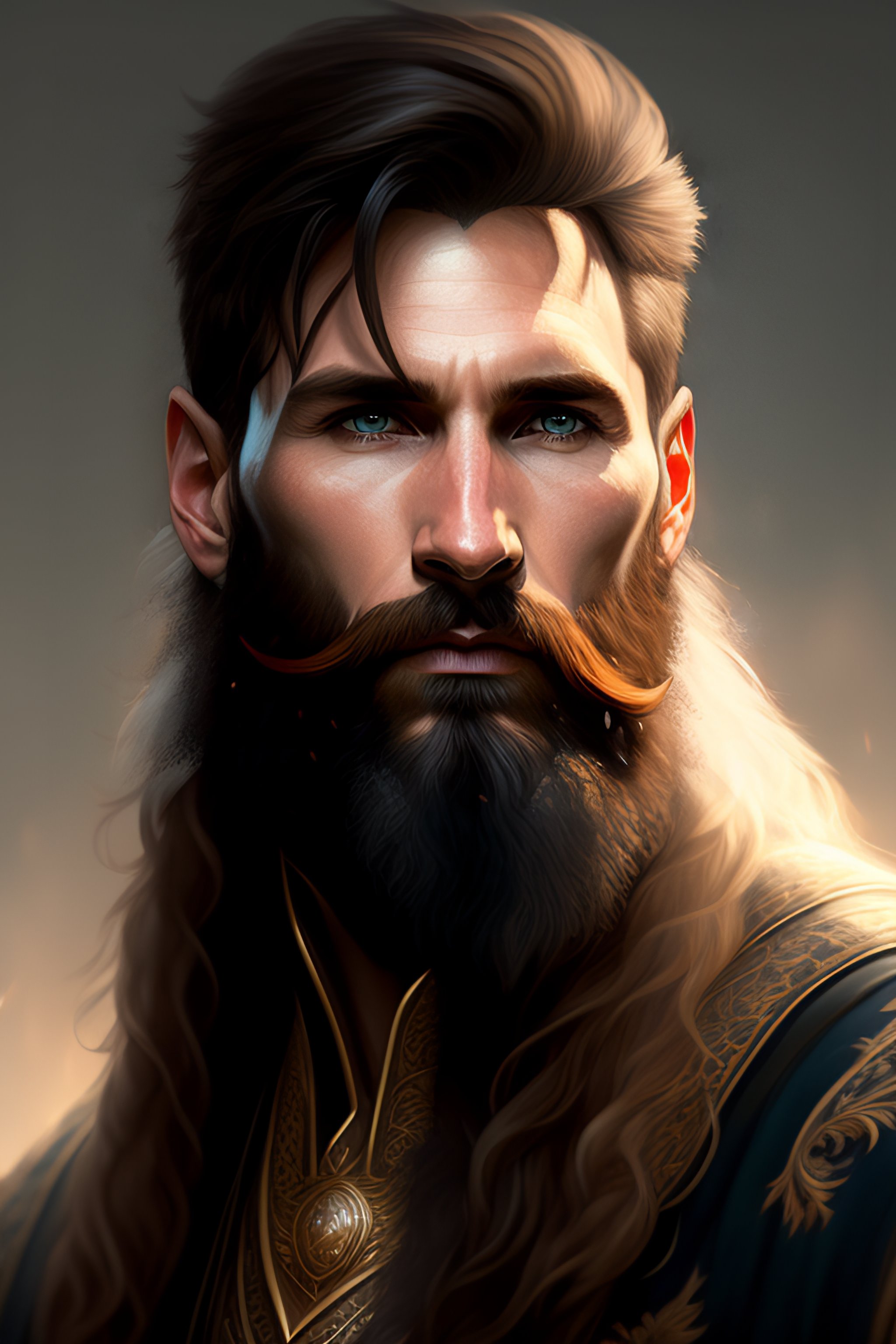 Lexica - Lionel Messi with a majestic beard, closeup, D&D, fantasy, intricate, elegant, highly ...
