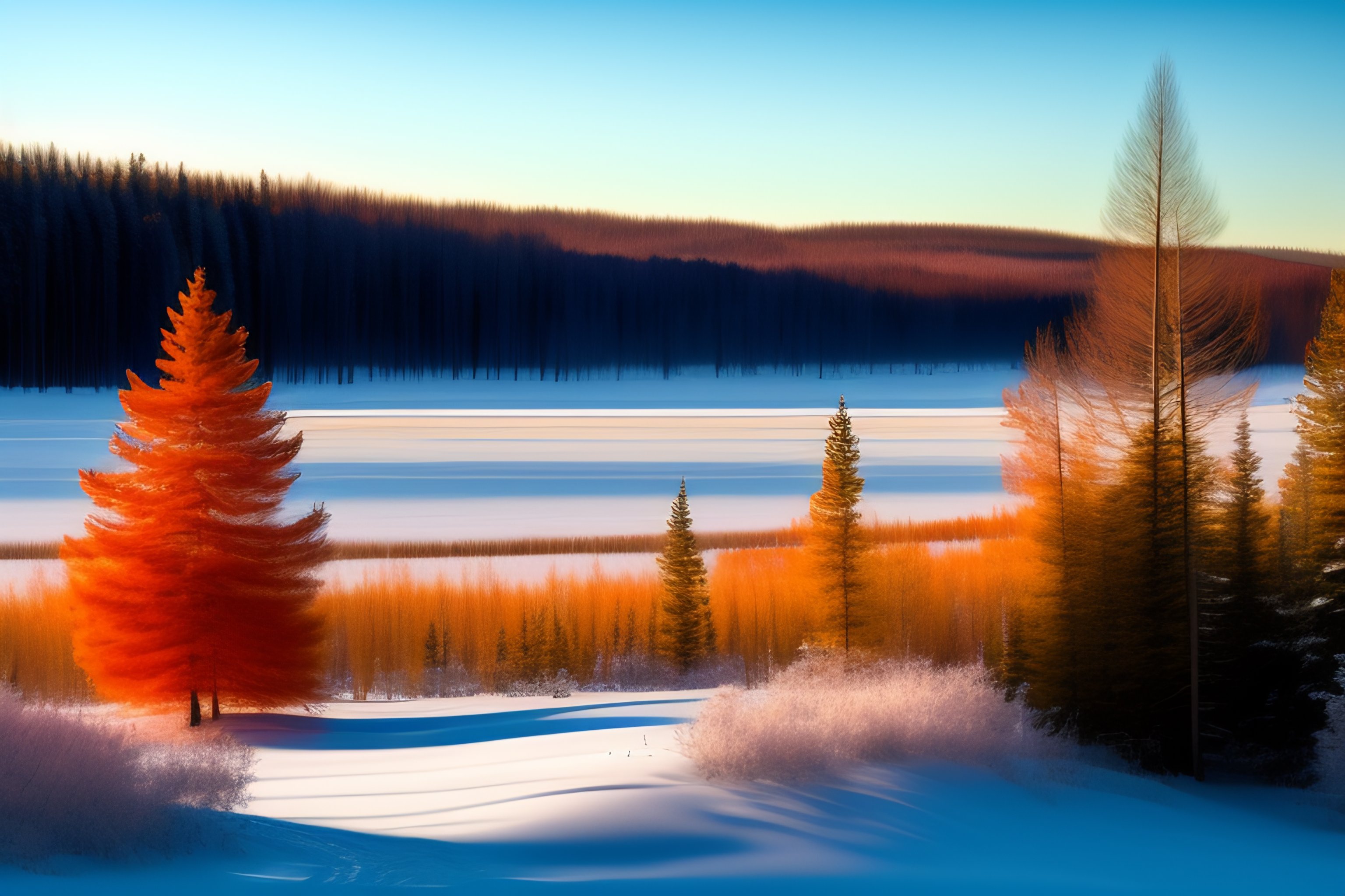 Lexica - Laurentian winter impressionist landscape, photo