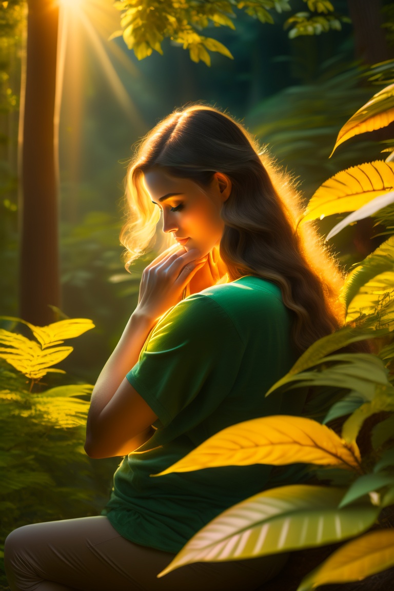 Lexica - The image captures a person sitting in a serene natural ...