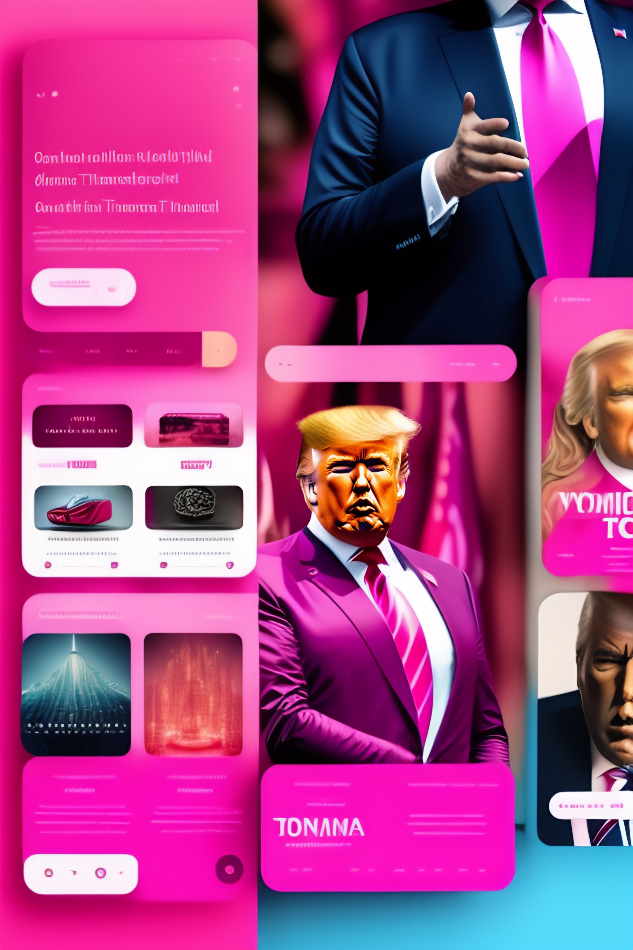 Lexica - Moodboard of a Donald trump theme ecommerce app, a pink color ...