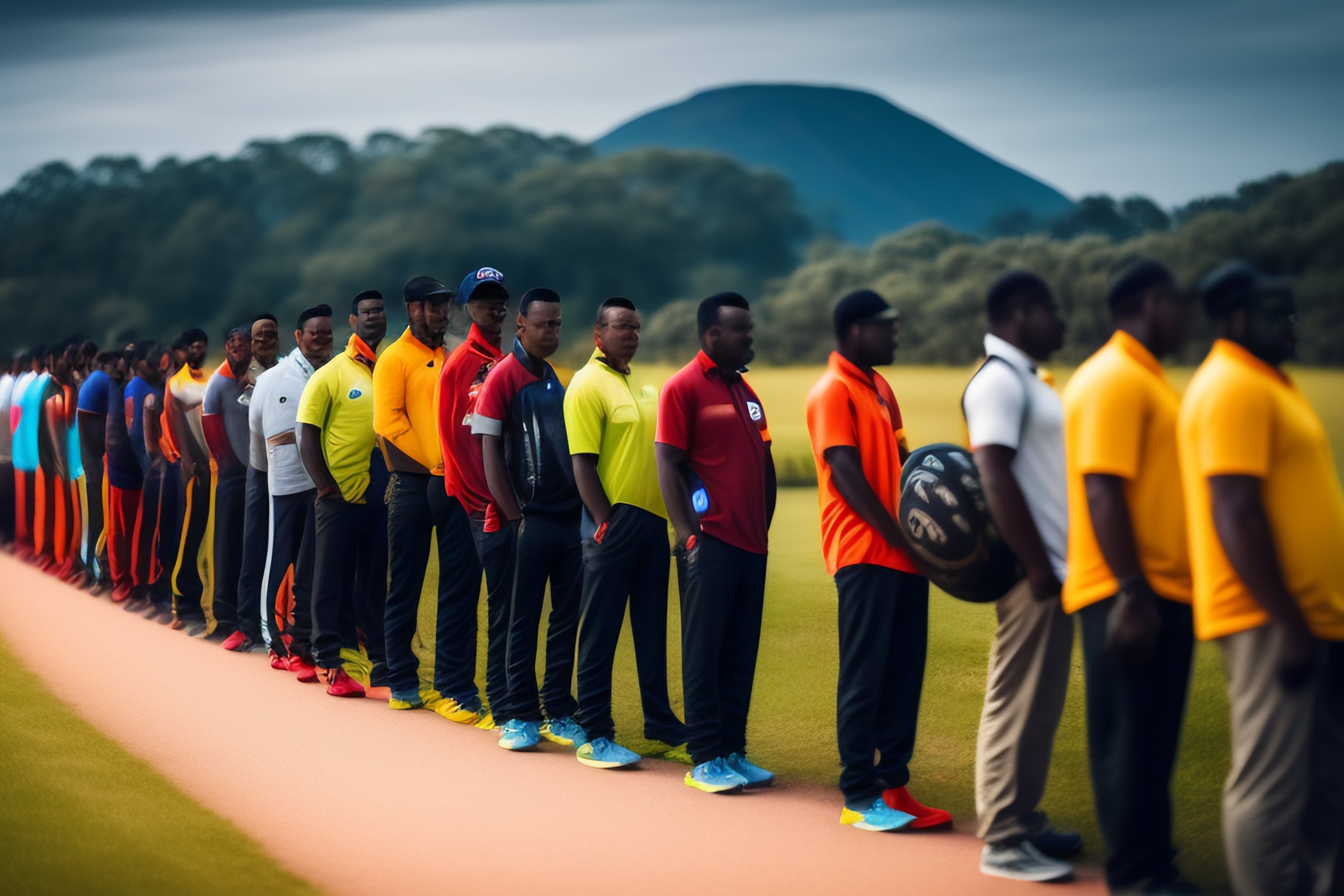 Lexica - A group of people forming a human chain to pass items from one ...