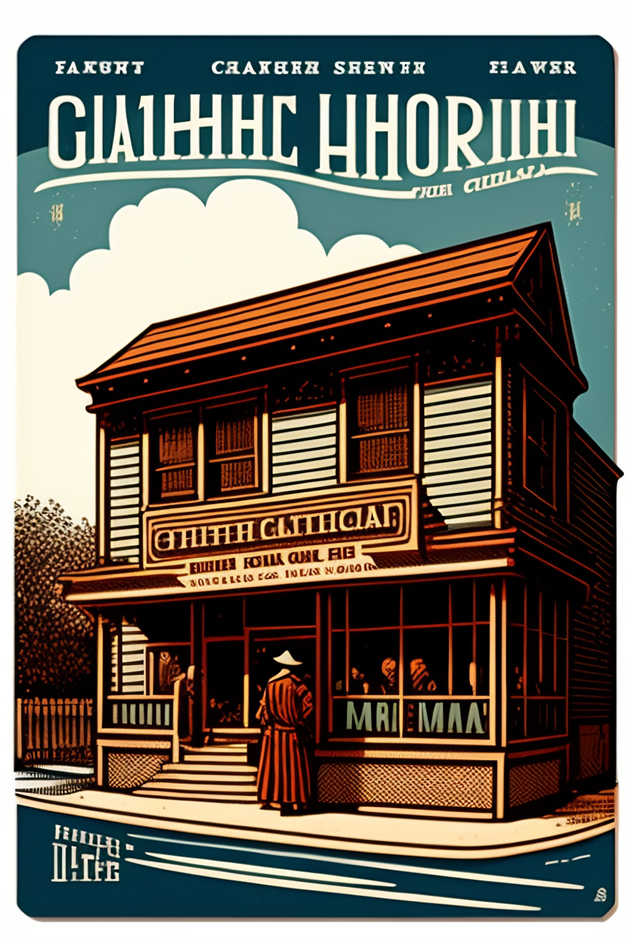 Lexica - Block print of old time Americana in the style of hatch show ...