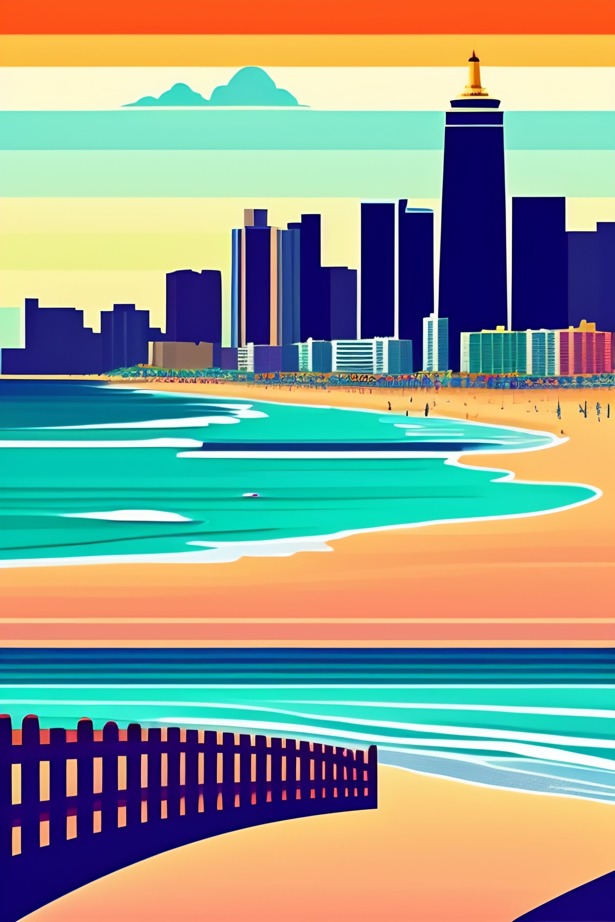 Lexica - In a vector style create Atlantic city including the beach ...