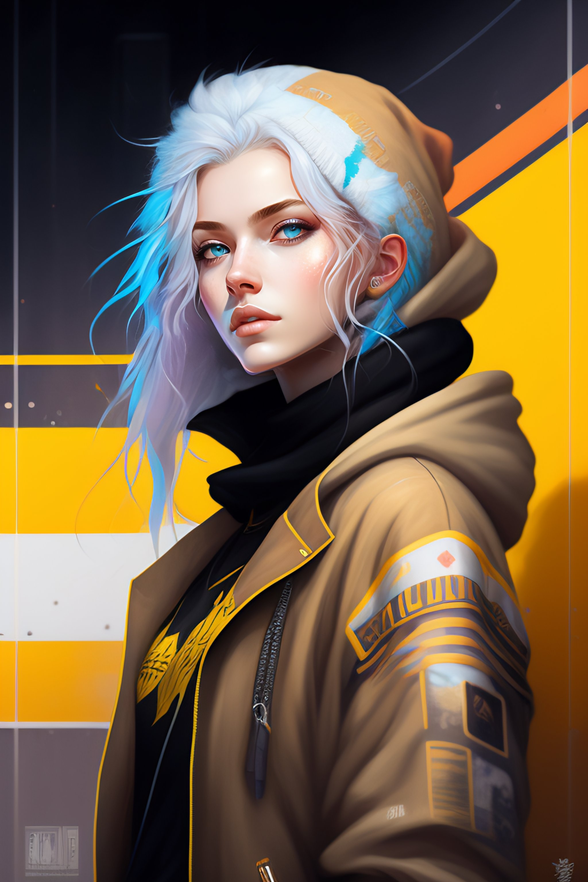 Lexica - Highly detailed portrait of a sewer punk lady student, blue ...