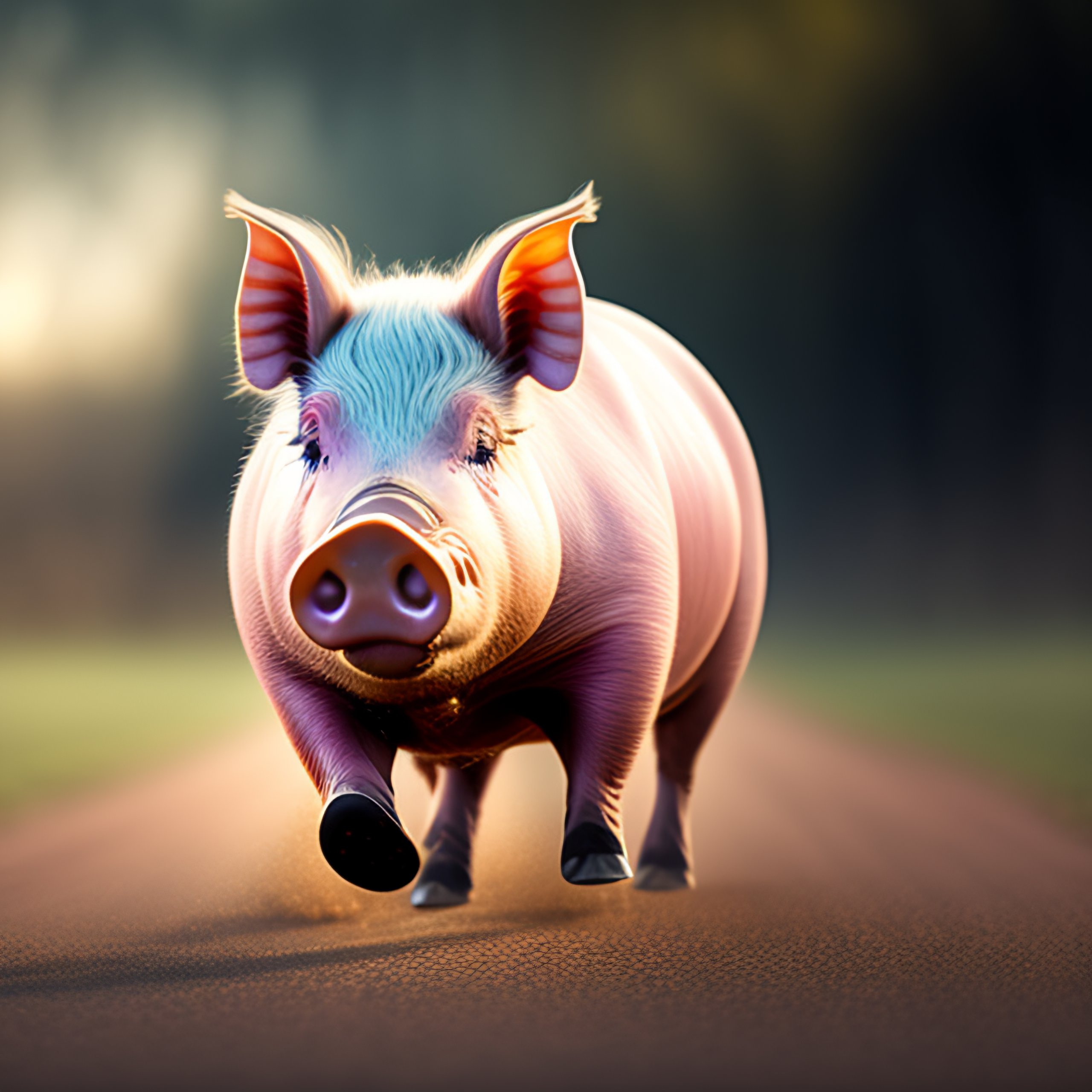 Lexica - A pig running on top of a ball, seen from behind