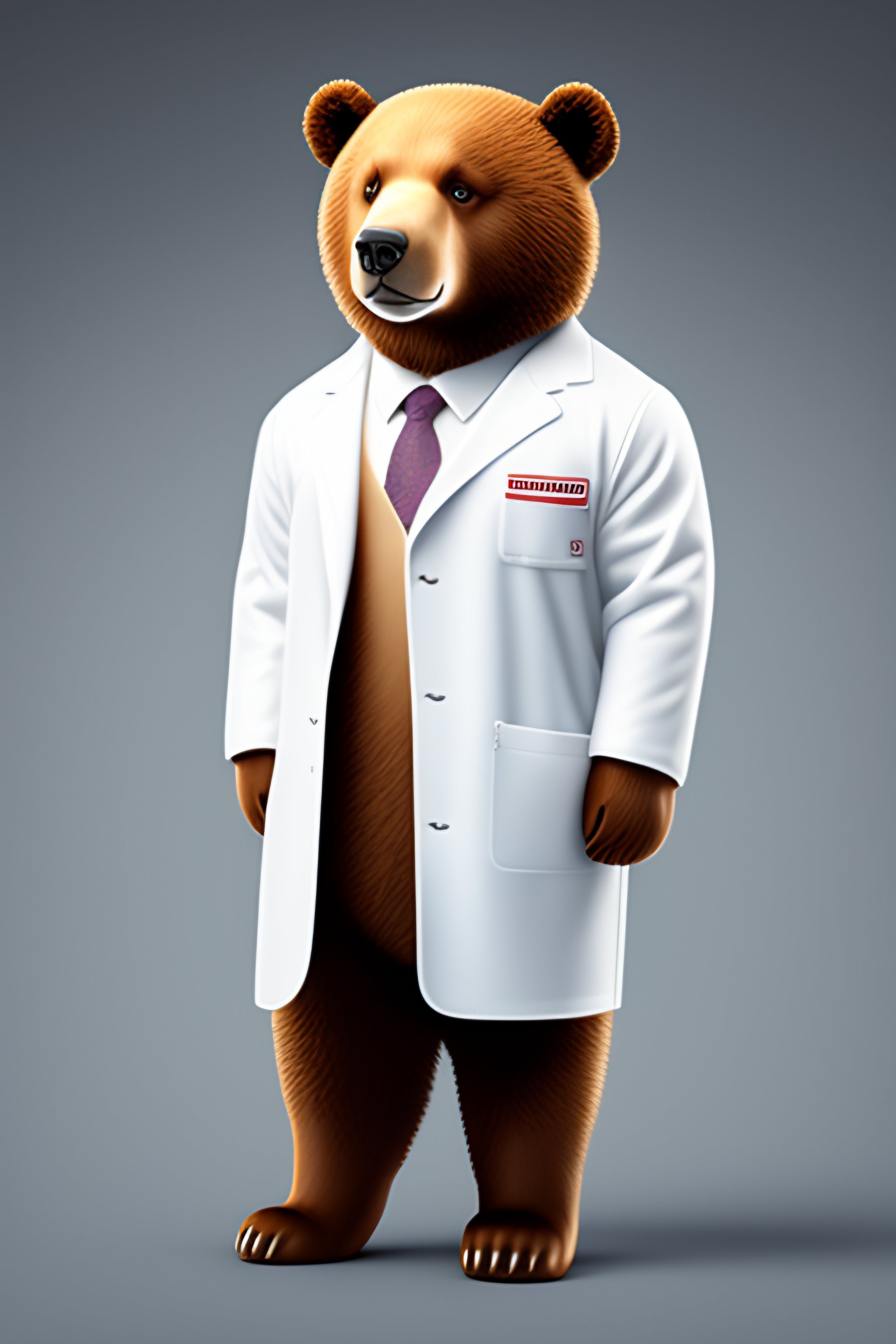 Lexica - An anthropomorphic bear in a white lab coat suit