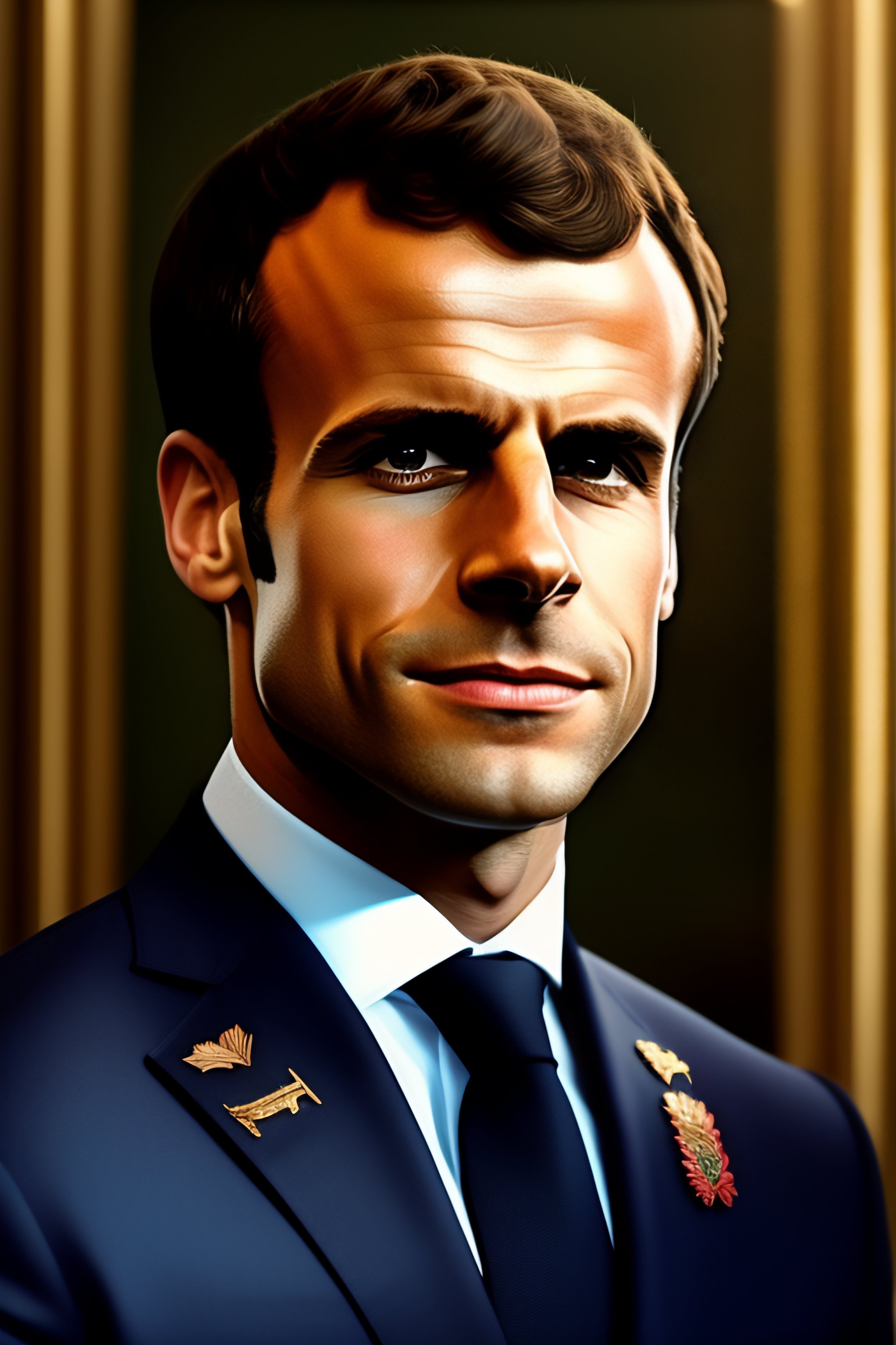Lexica - Portrait of Macron as young depressed Russian military veteran